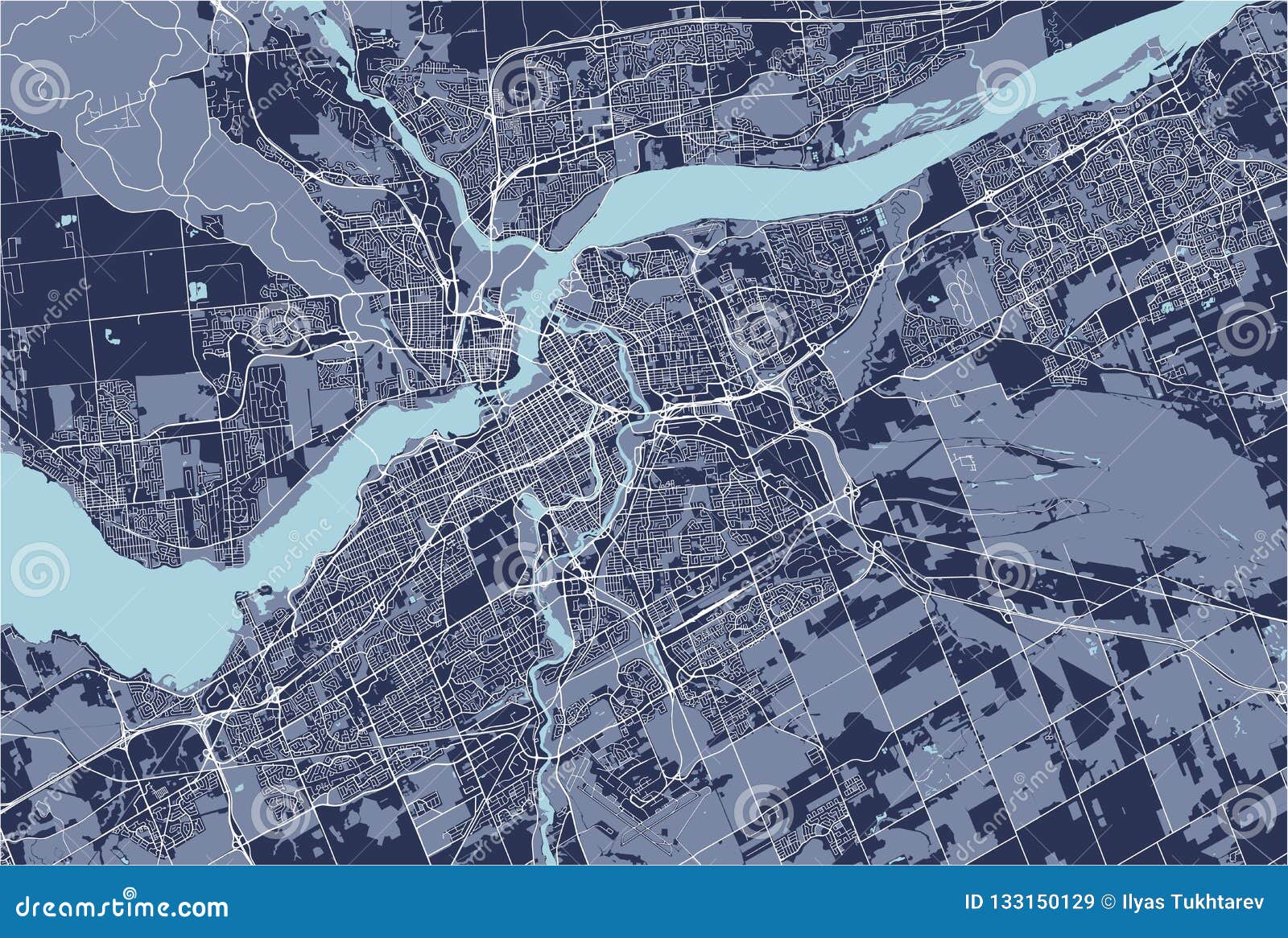 Map of the City of Ottawa, Ontario, Canada Stock Illustration ...