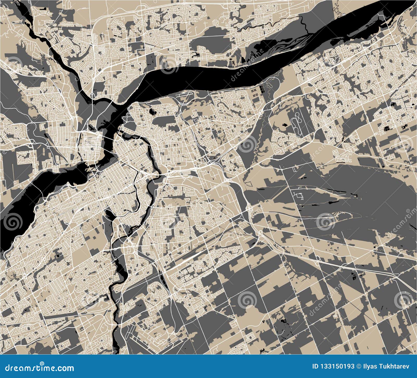Map of the City of Ottawa, Ontario, Canada Stock Image - Image of ...