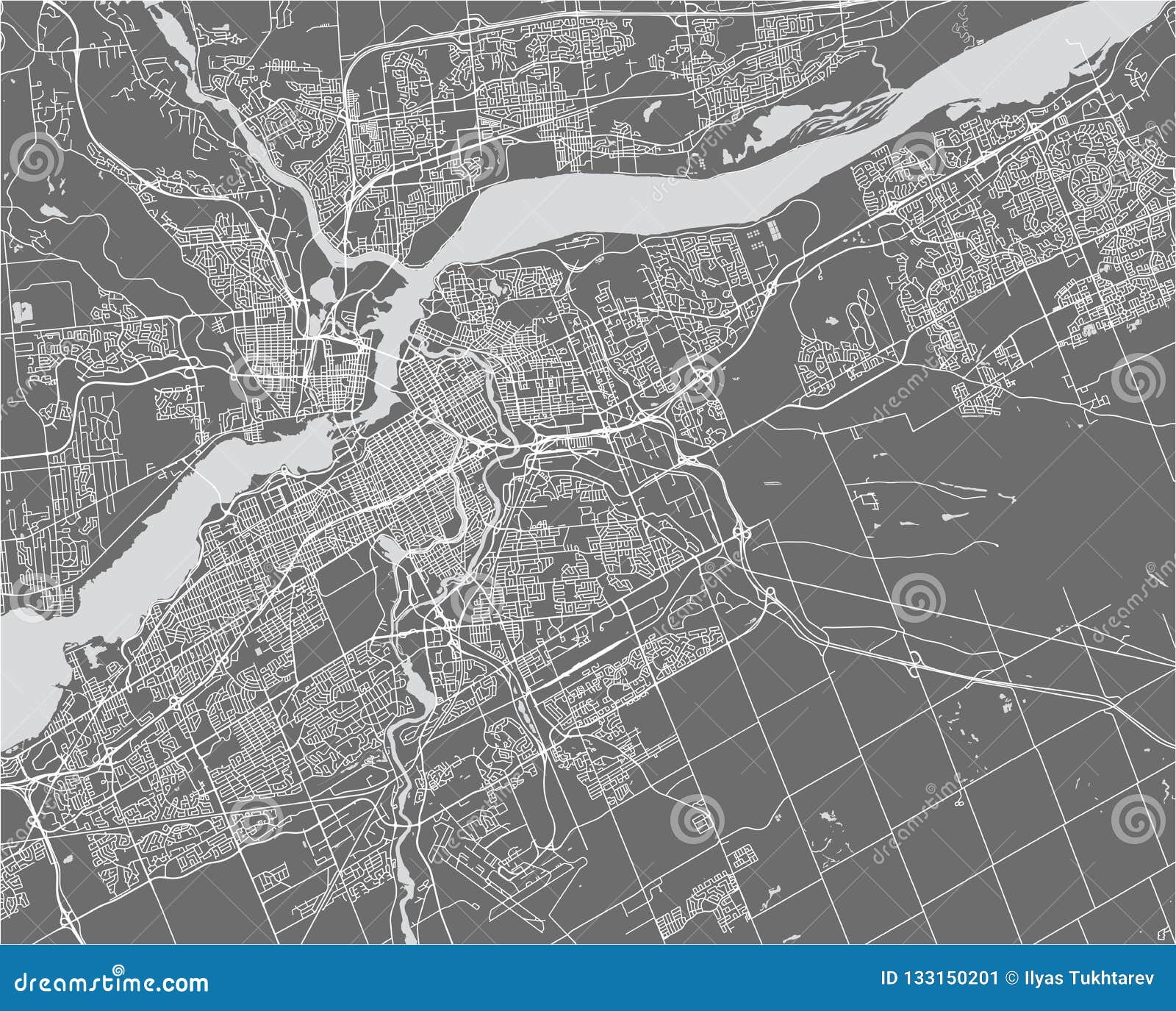 Map of the City of Ottawa, Ontario, Canada Stock Illustration ...