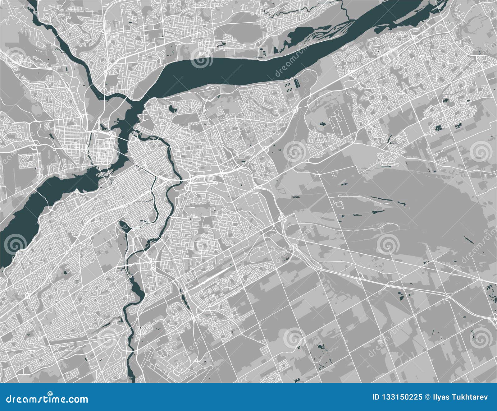 Map of the City of Ottawa, Ontario, Canada Stock Illustration ...