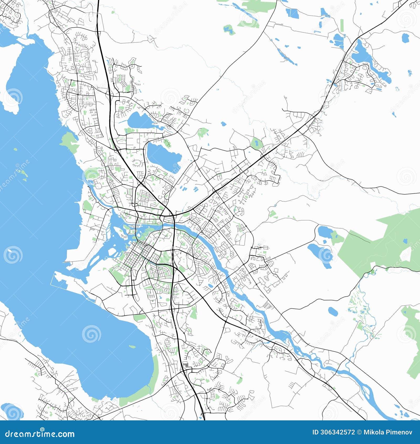 Map of the city of Oulu. stock illustration. Illustration of screenshot ...