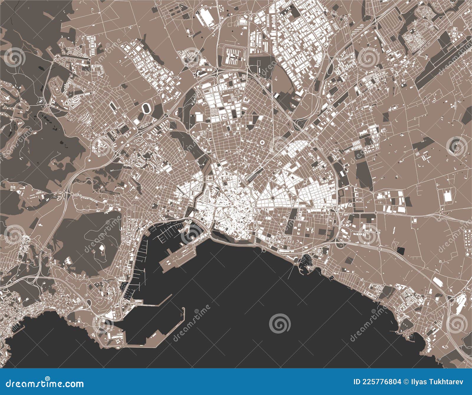 Map of the City of Palma, Spain Stock Vector - Illustration of park ...