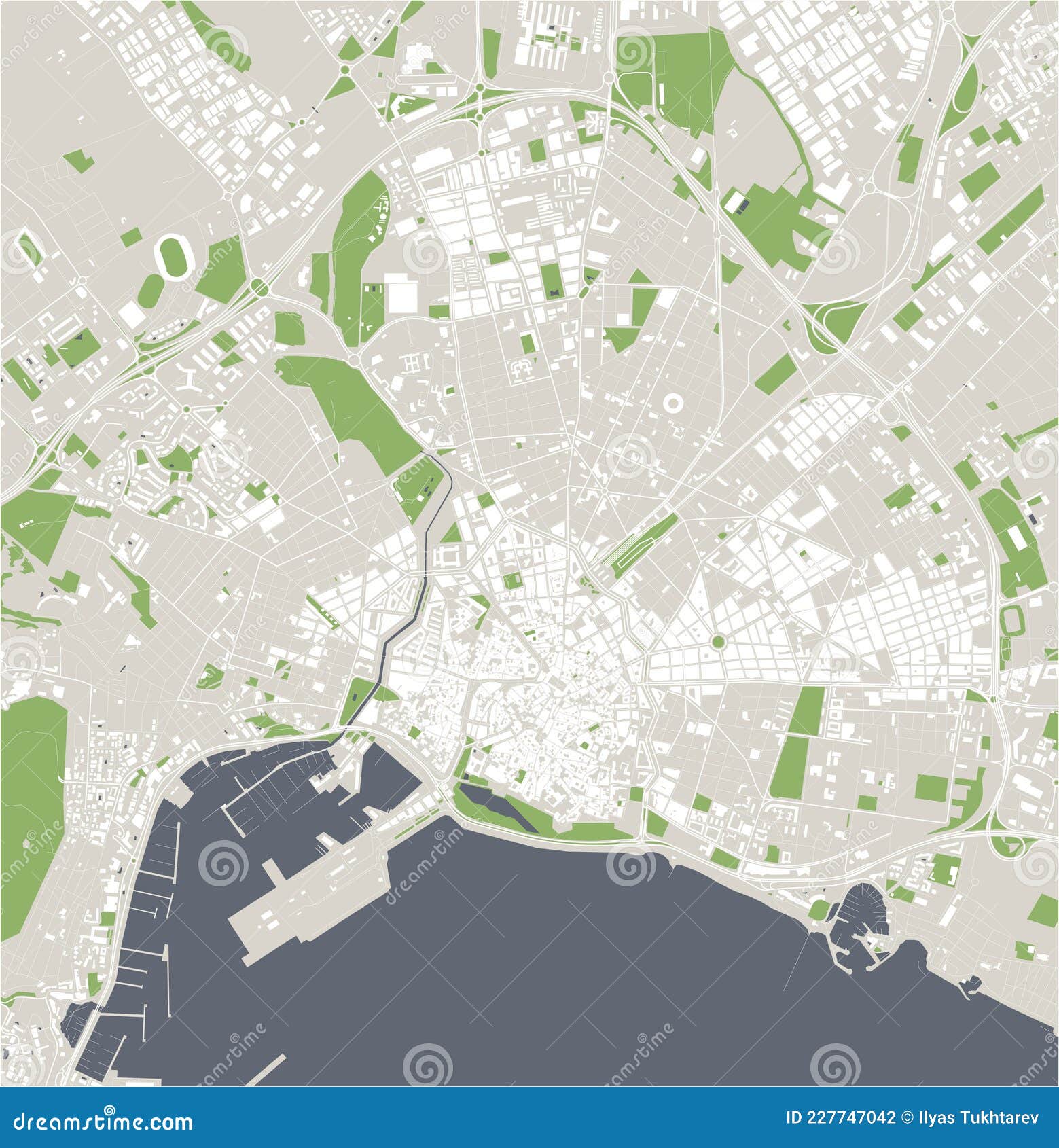 Map of the City of Palma, Spain Stock Vector - Illustration of town ...