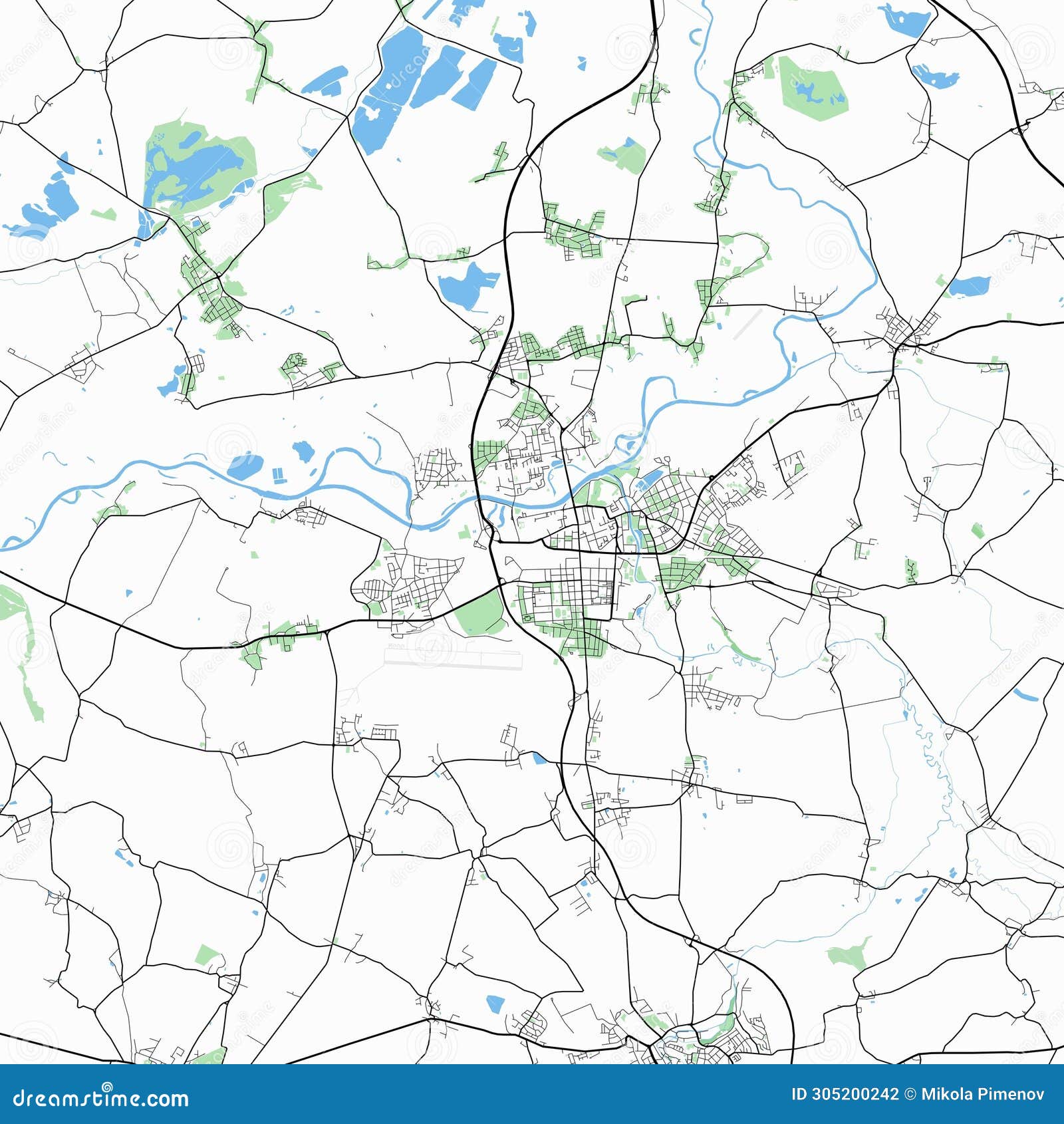 Map of the city Pardubice. stock illustration. Illustration of plant ...