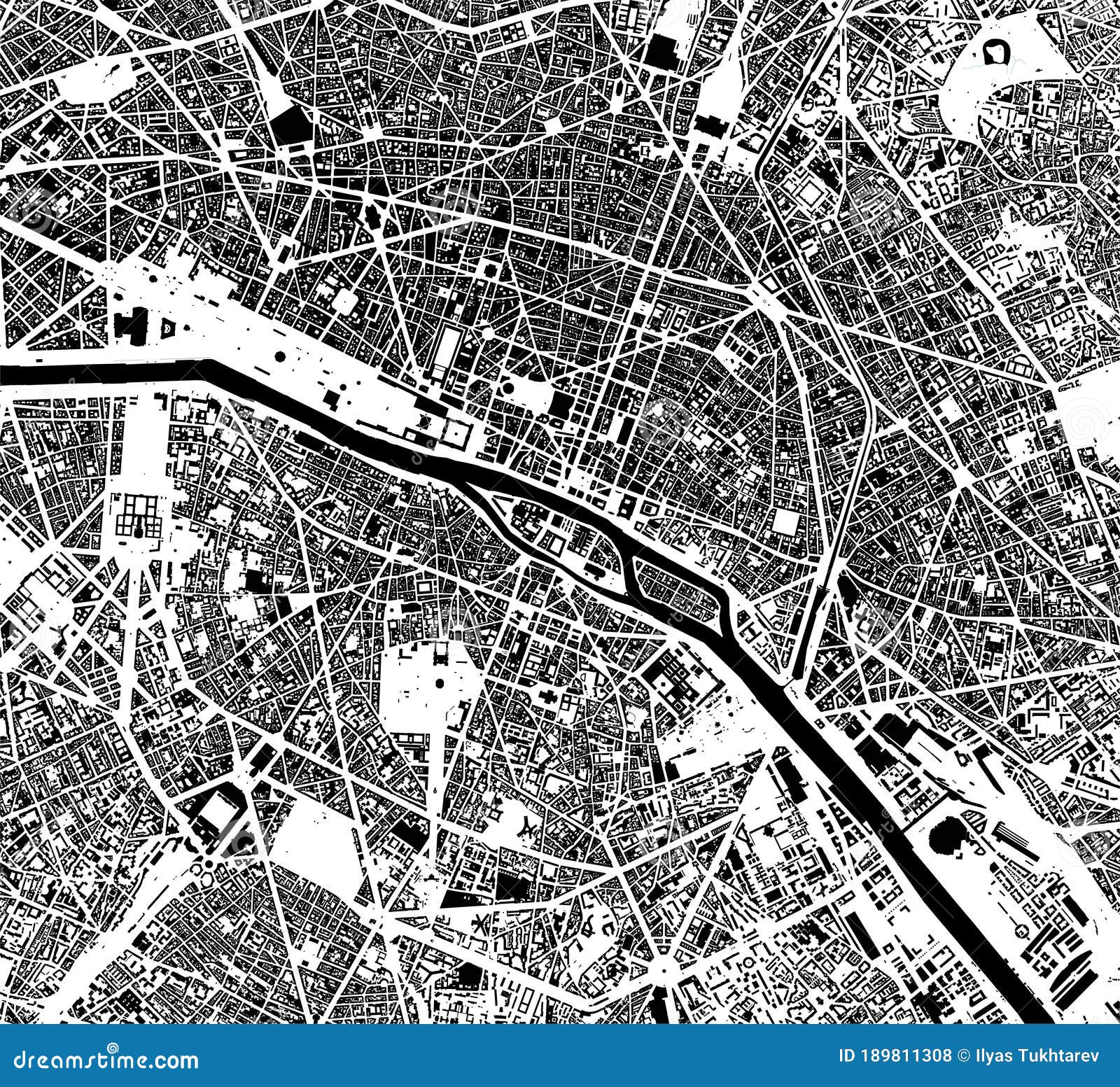 Map of the City of Paris, France Stock Vector - Illustration of paris ...