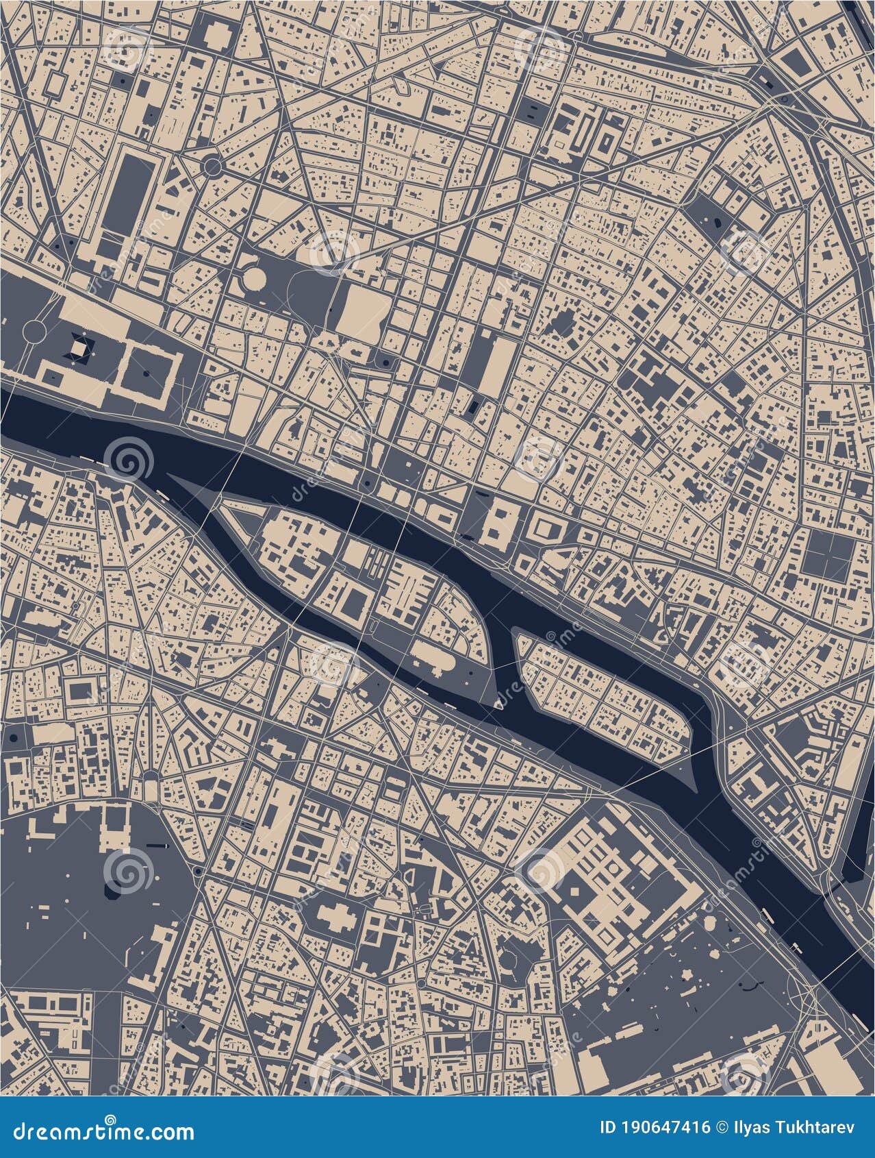 Map of the City of Paris, France Stock Vector - Illustration of drawing ...