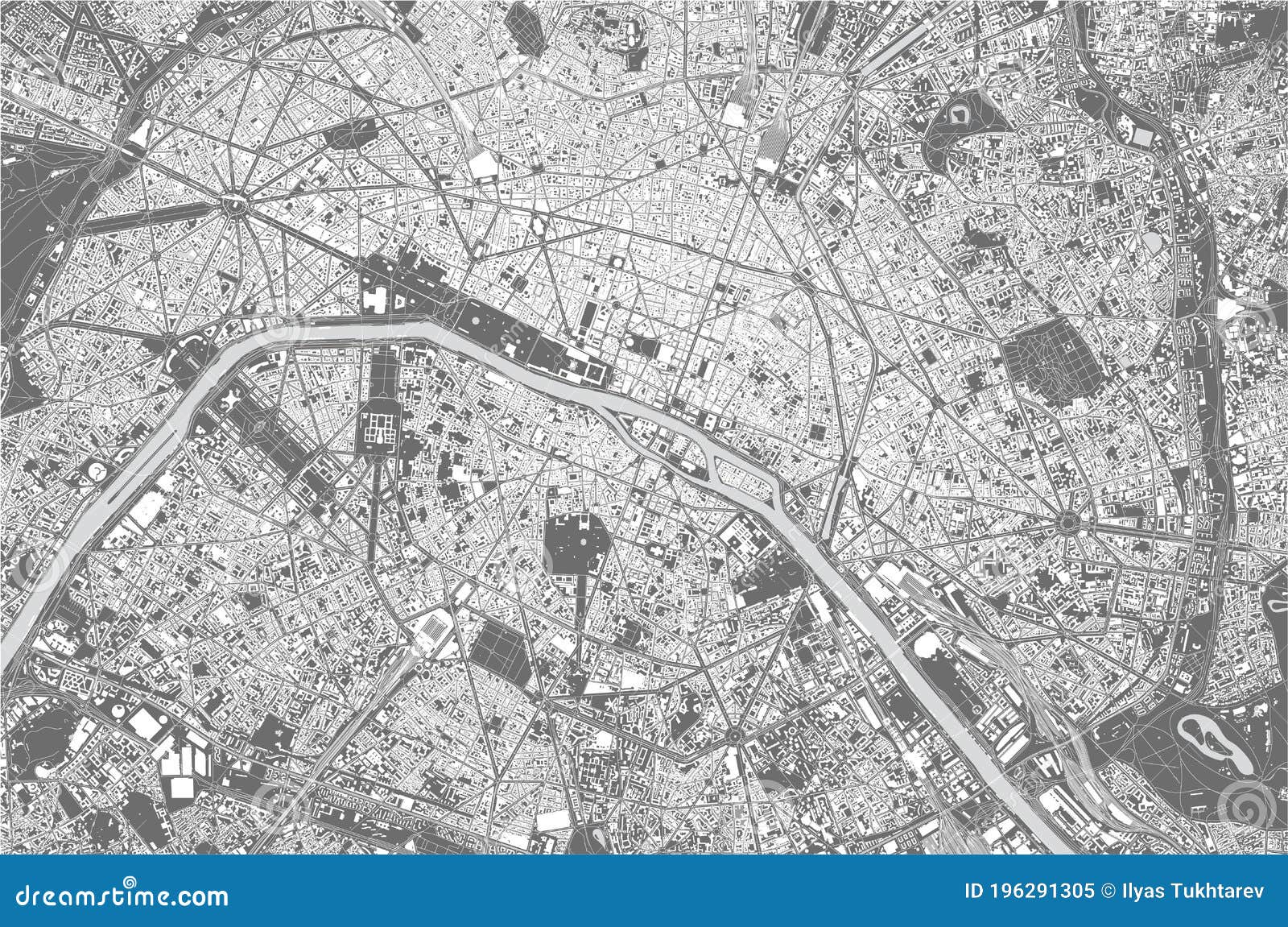 Map of the City of Paris, France Stock Vector - Illustration of quarter ...