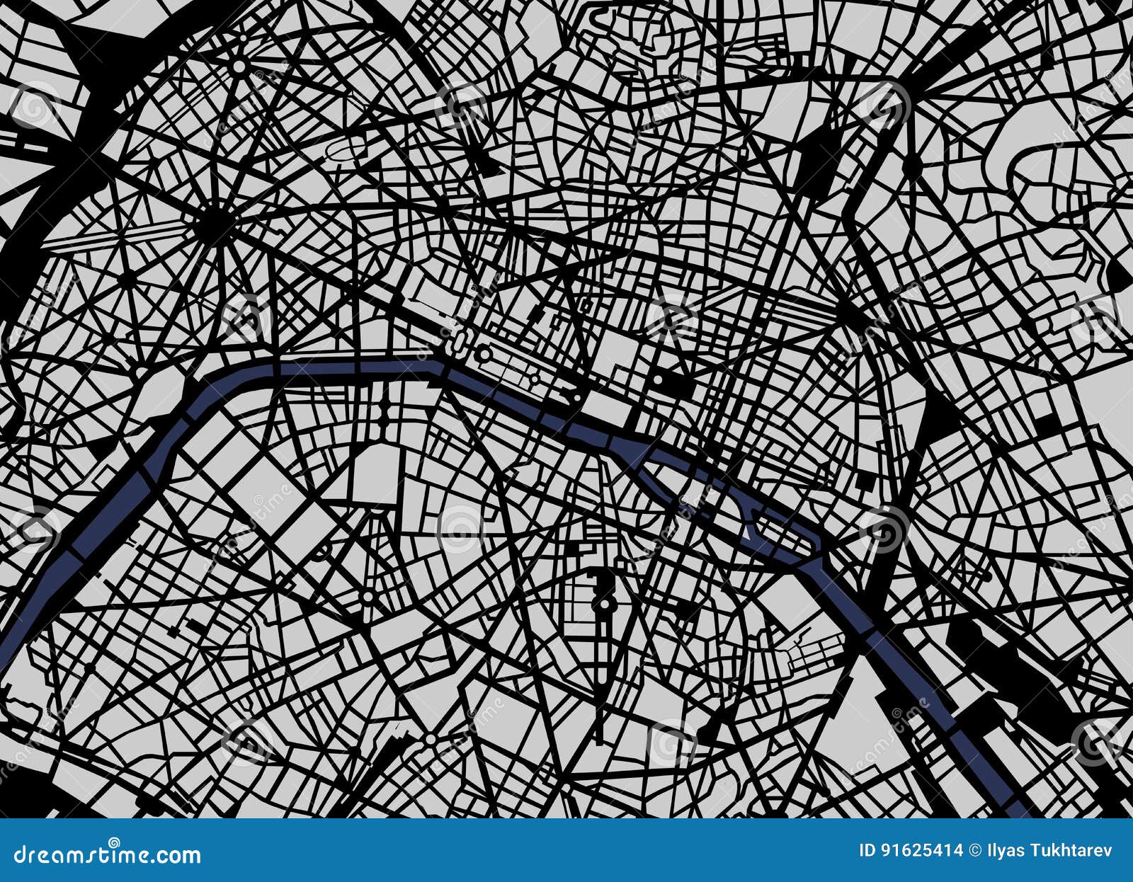 Map of the City of Paris, France Stock Vector - Illustration of ...