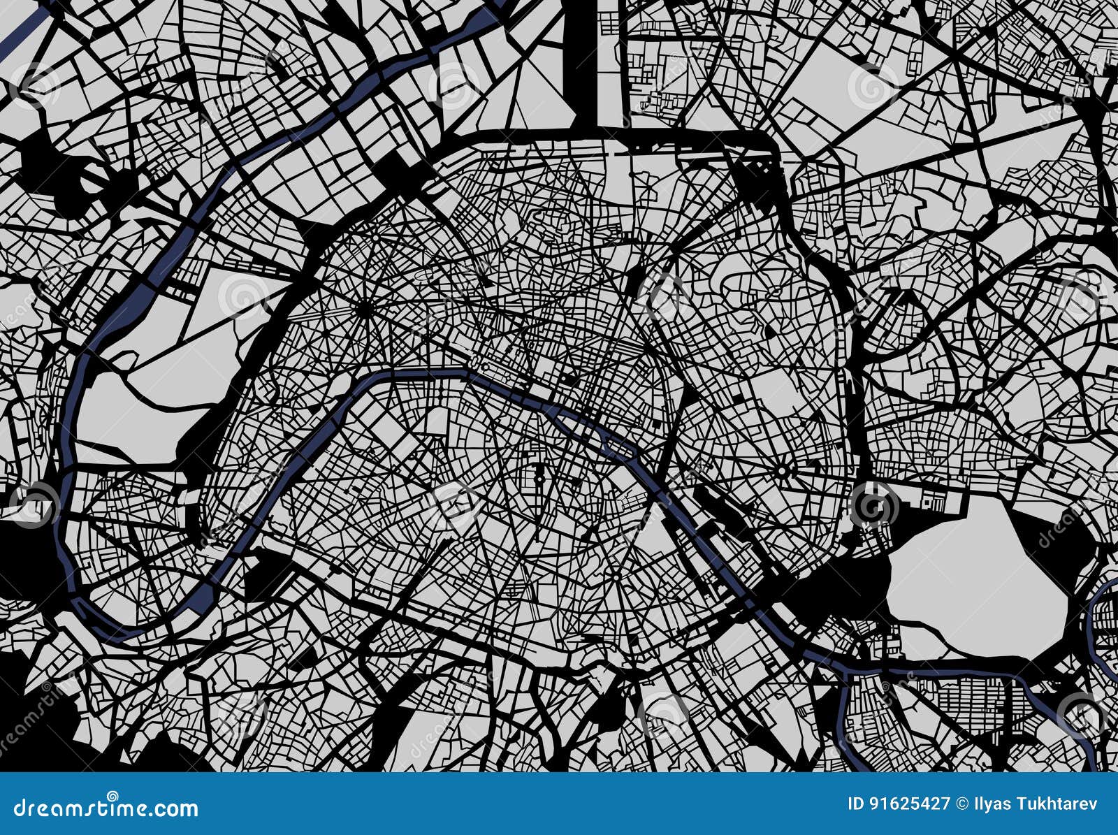 Map of the City of Paris, France Stock Vector - Illustration of ...