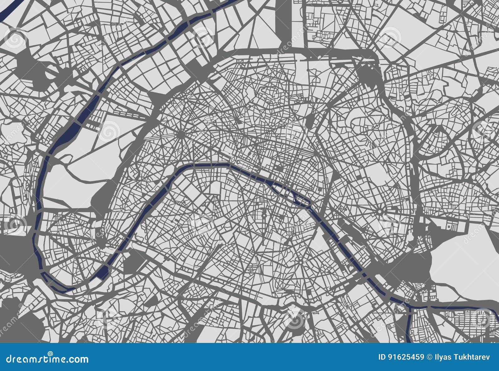 Map of the City of Paris, France Stock Vector - Illustration of ...