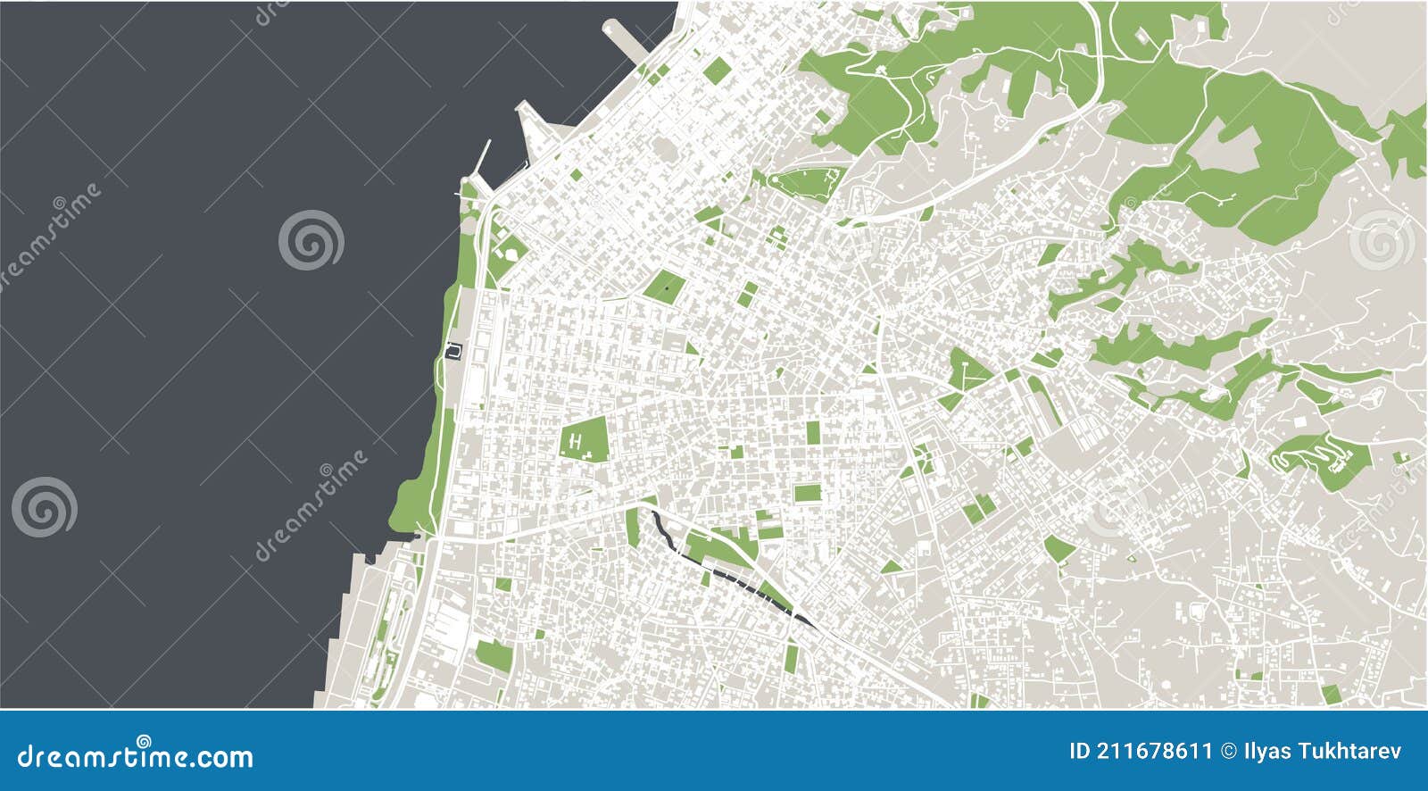 Map of the City of Patras, Greece Stock Vector - Illustration of draft ...