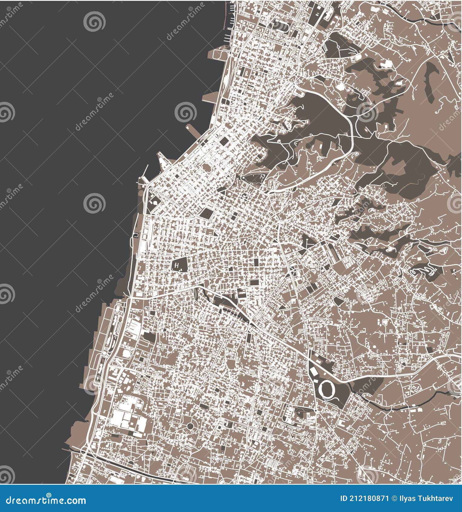 Map of the City of Patras, Greece Stock Vector - Illustration of ...