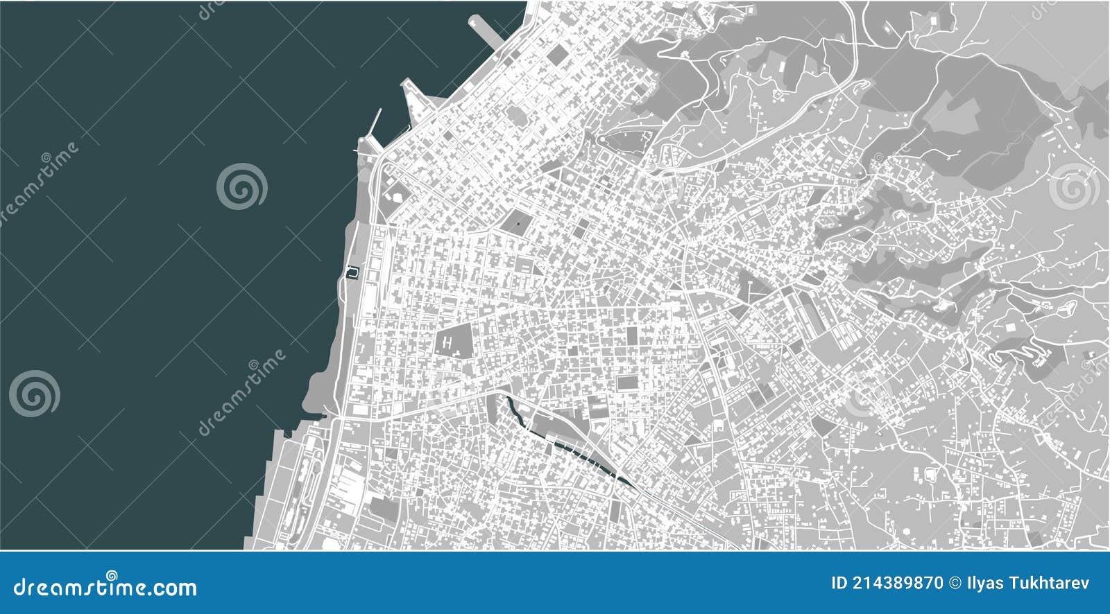 Map of the City of Patras, Greece Stock Vector - Illustration of center ...