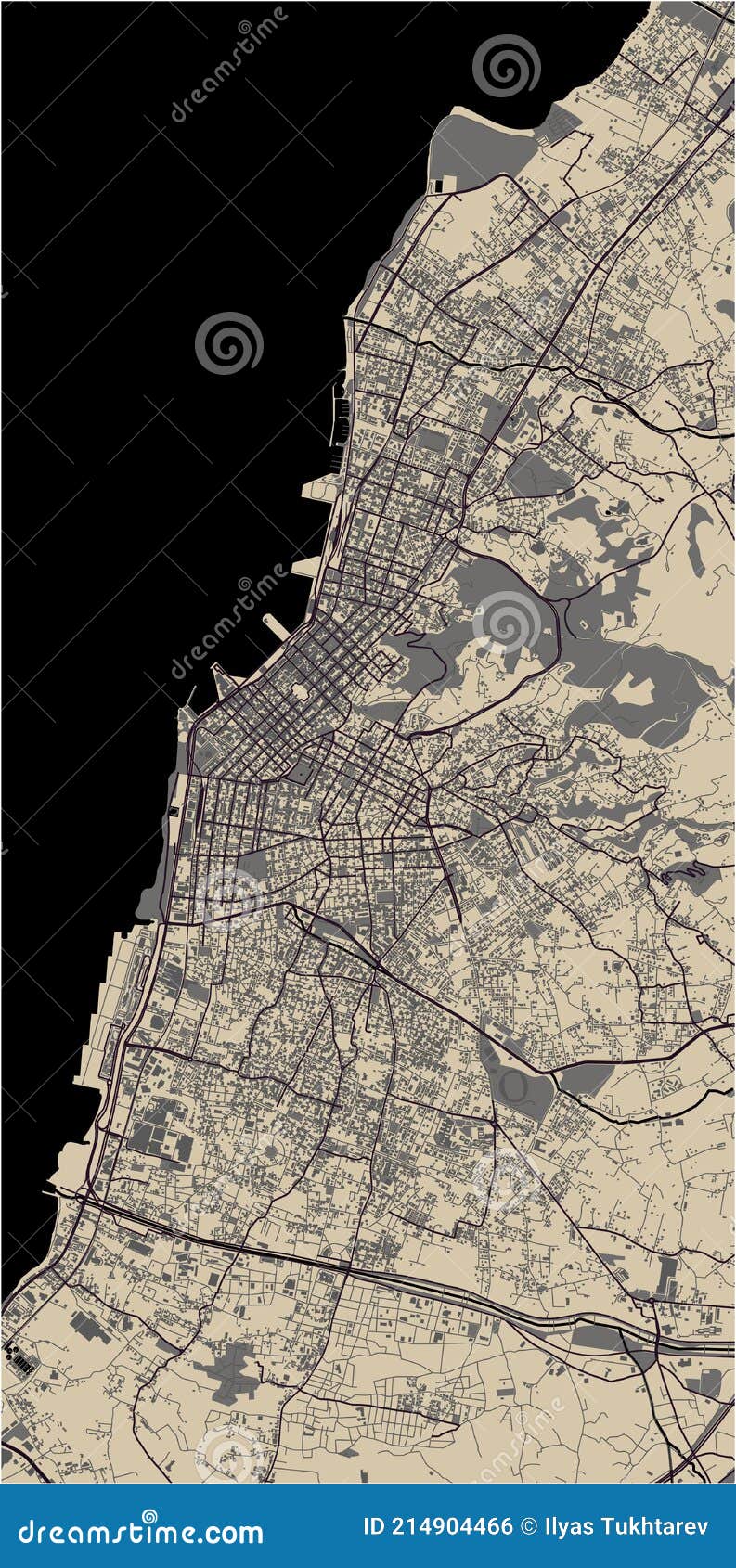 Map of the City of Patras, Greece Stock Illustration - Illustration of ...