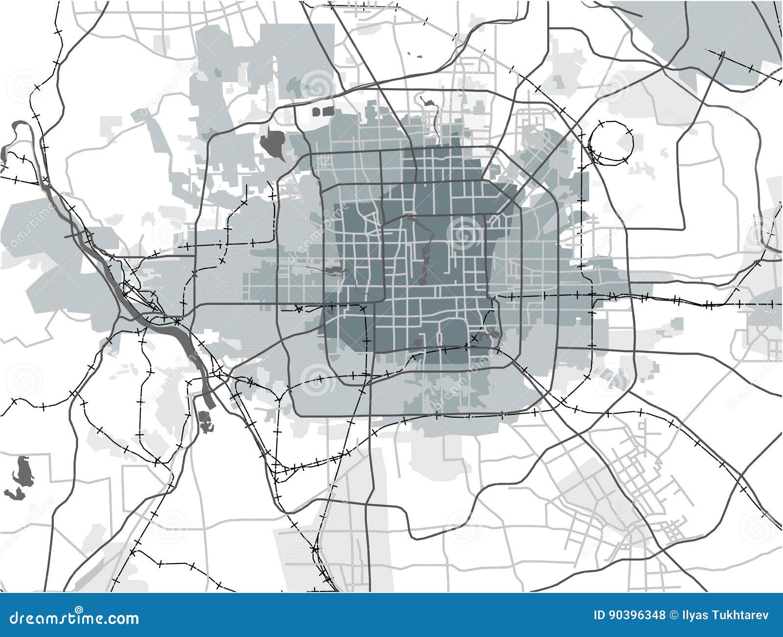 Map of the City of Peking, China Stock Illustration - Illustration of ...
