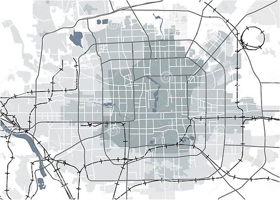 Map of the City of Peking, China Stock Illustration - Illustration of ...