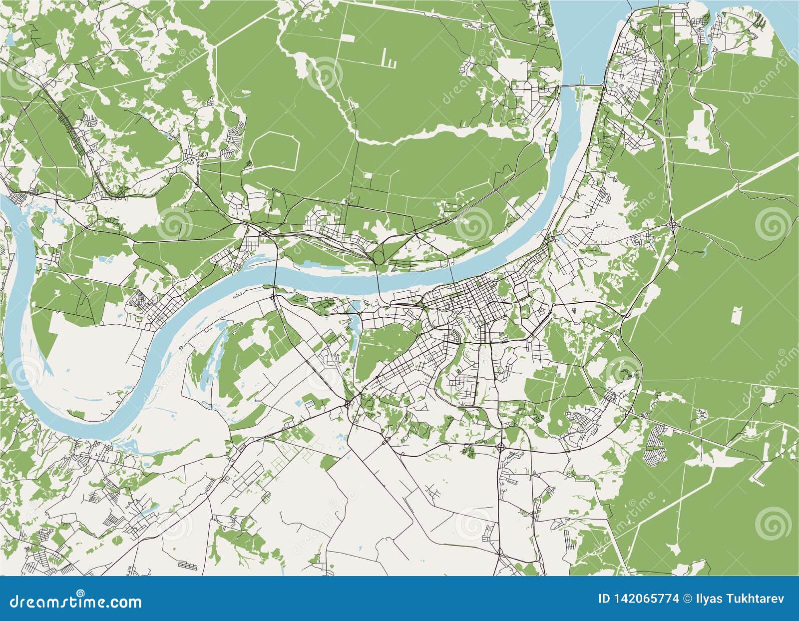 Map of the City of Perm, Russia Stock Illustration - Illustration of ...