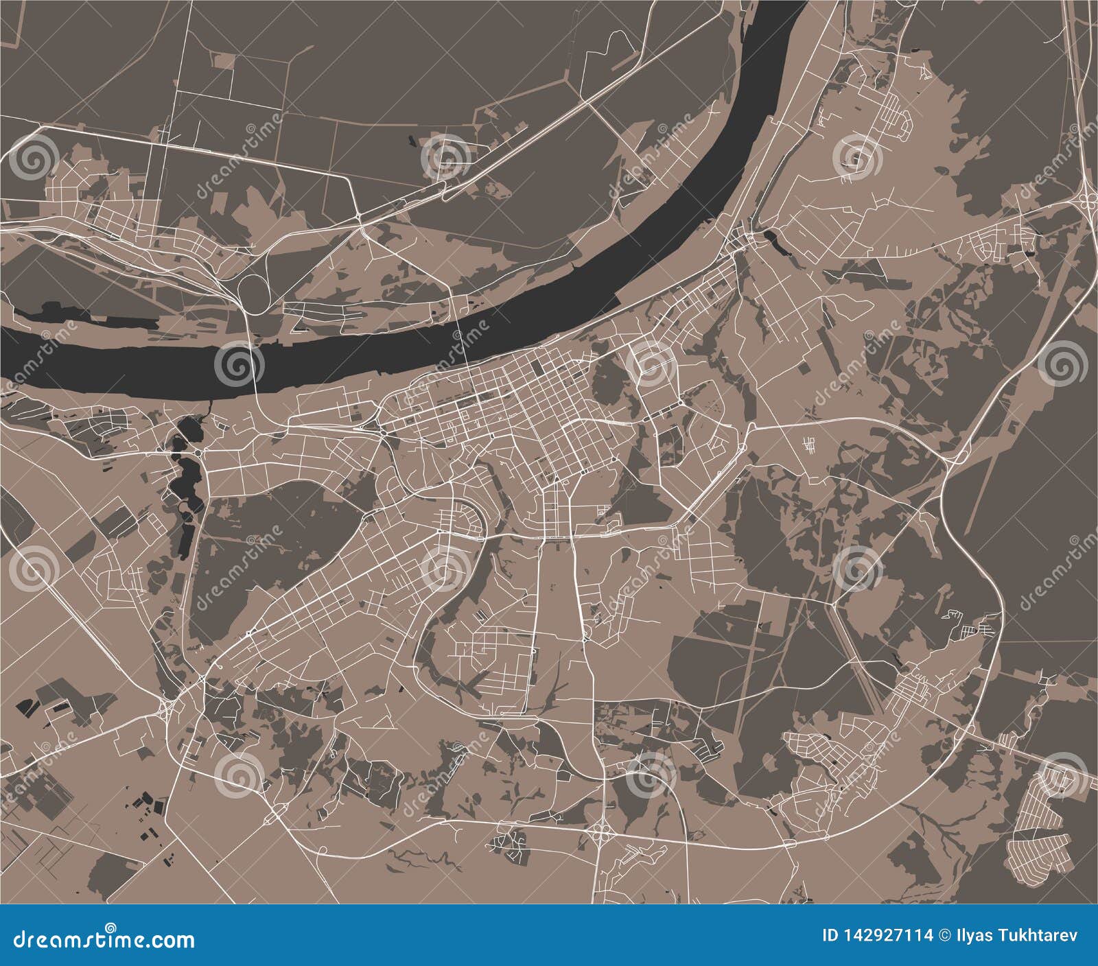 Map of the City of Perm, Russia Stock Illustration - Illustration of ...