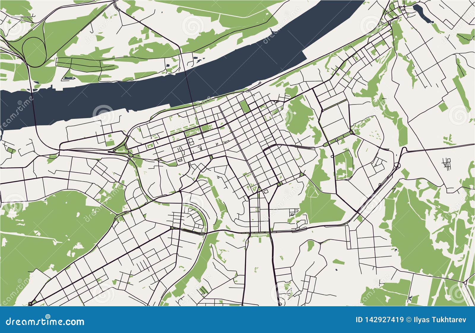 Map of the City of Perm, Russia Stock Illustration - Illustration of ...