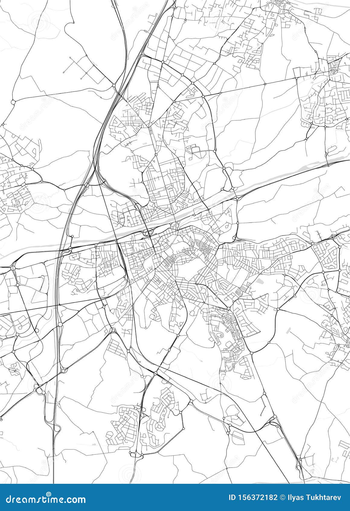 Map of the City of Perpignan, France Stock Illustration - Illustration ...