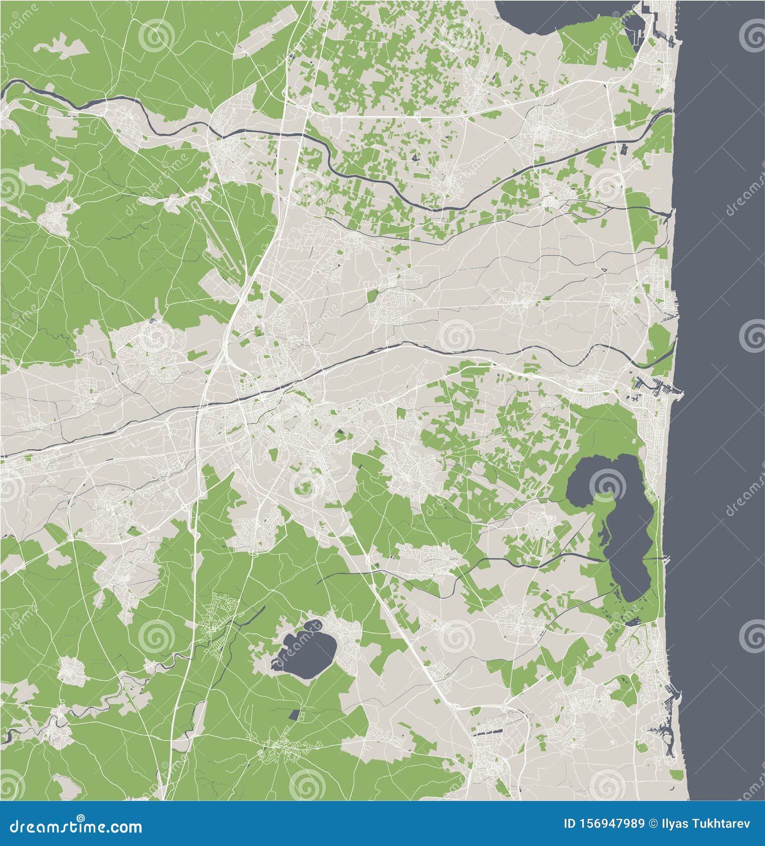 Map of the City of Perpignan, France Stock Illustration - Illustration ...