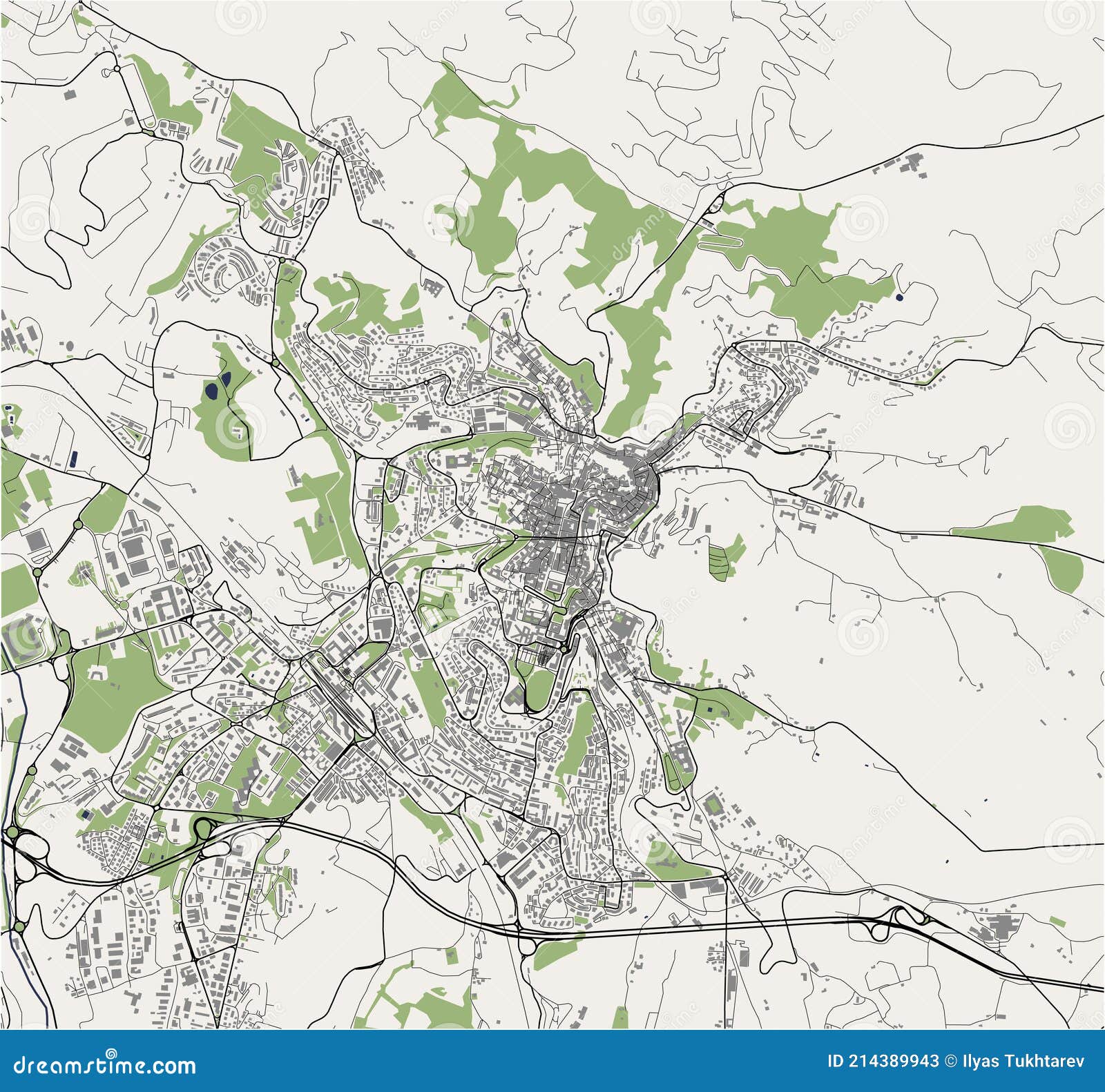 Map of the City of Perugia, Umbria, Italy Stock Illustration ...