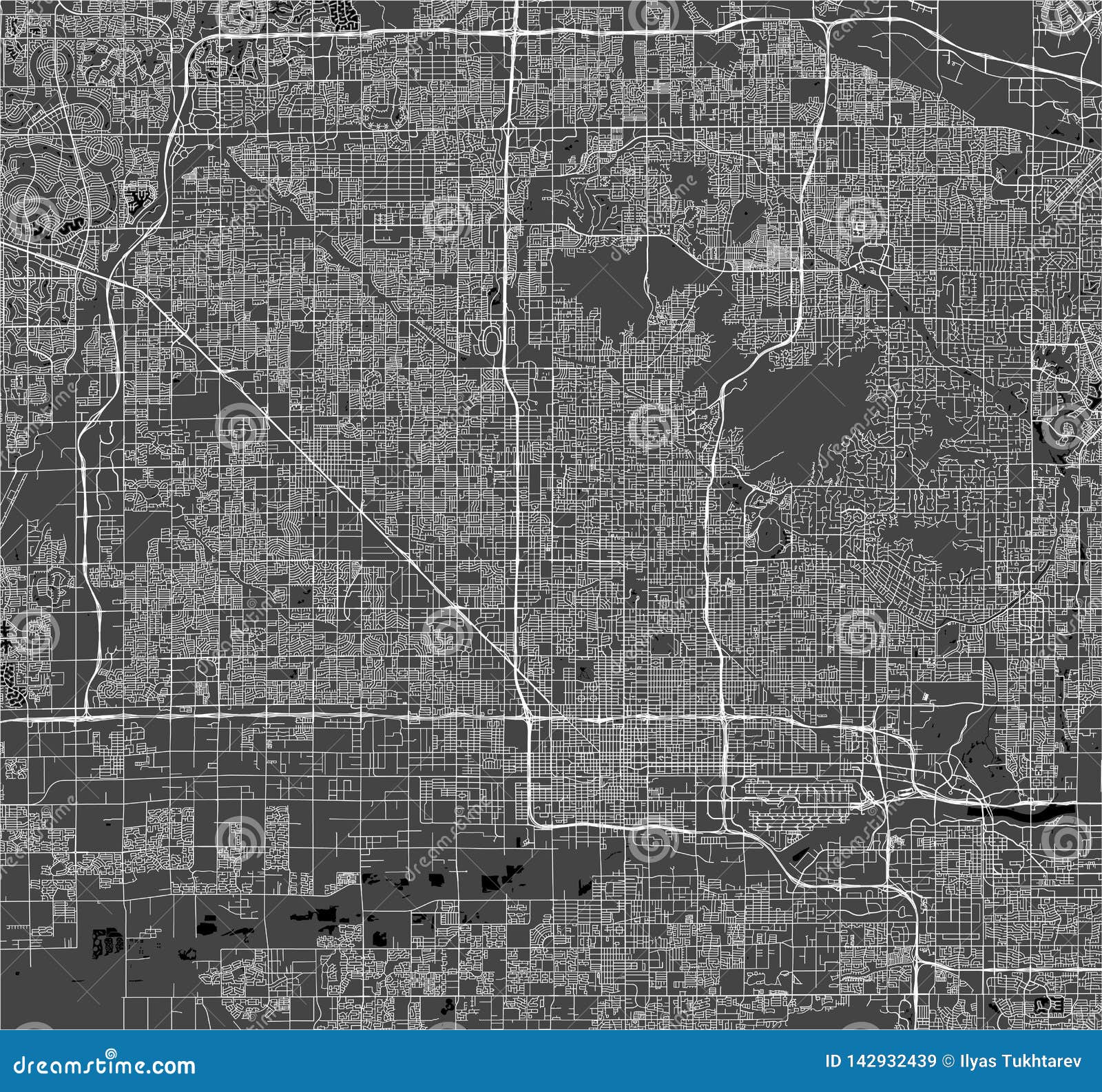 Map of the City of Phoenix, Arizona, USA Stock Illustration ...