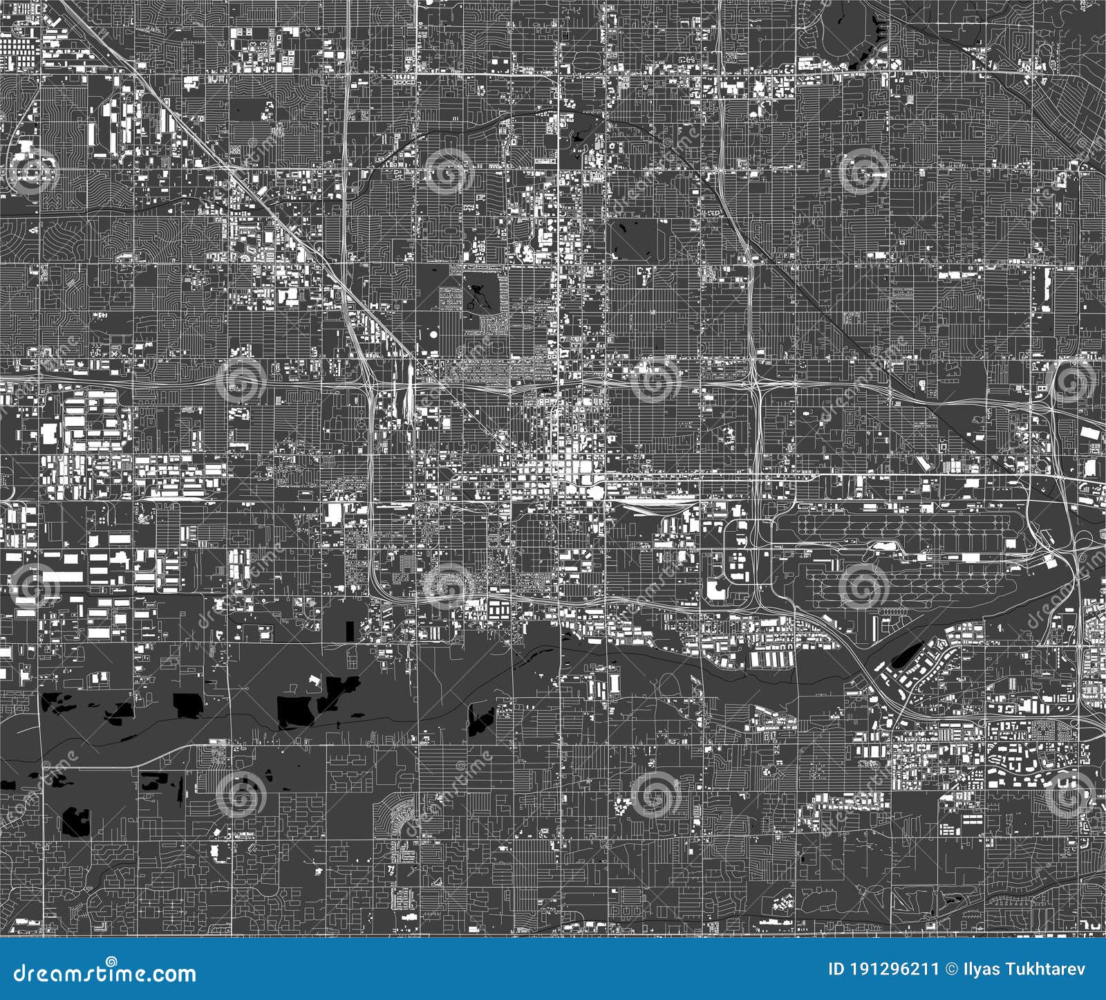 Map of the City of Phoenix, Arizona, USA Stock Image - Image of river ...