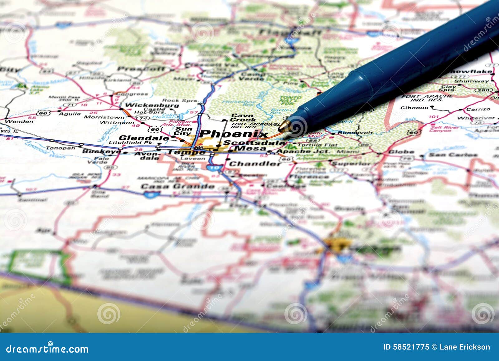 Map of City of Phoenix for Travel Driving Stock Image - Image of focus ...