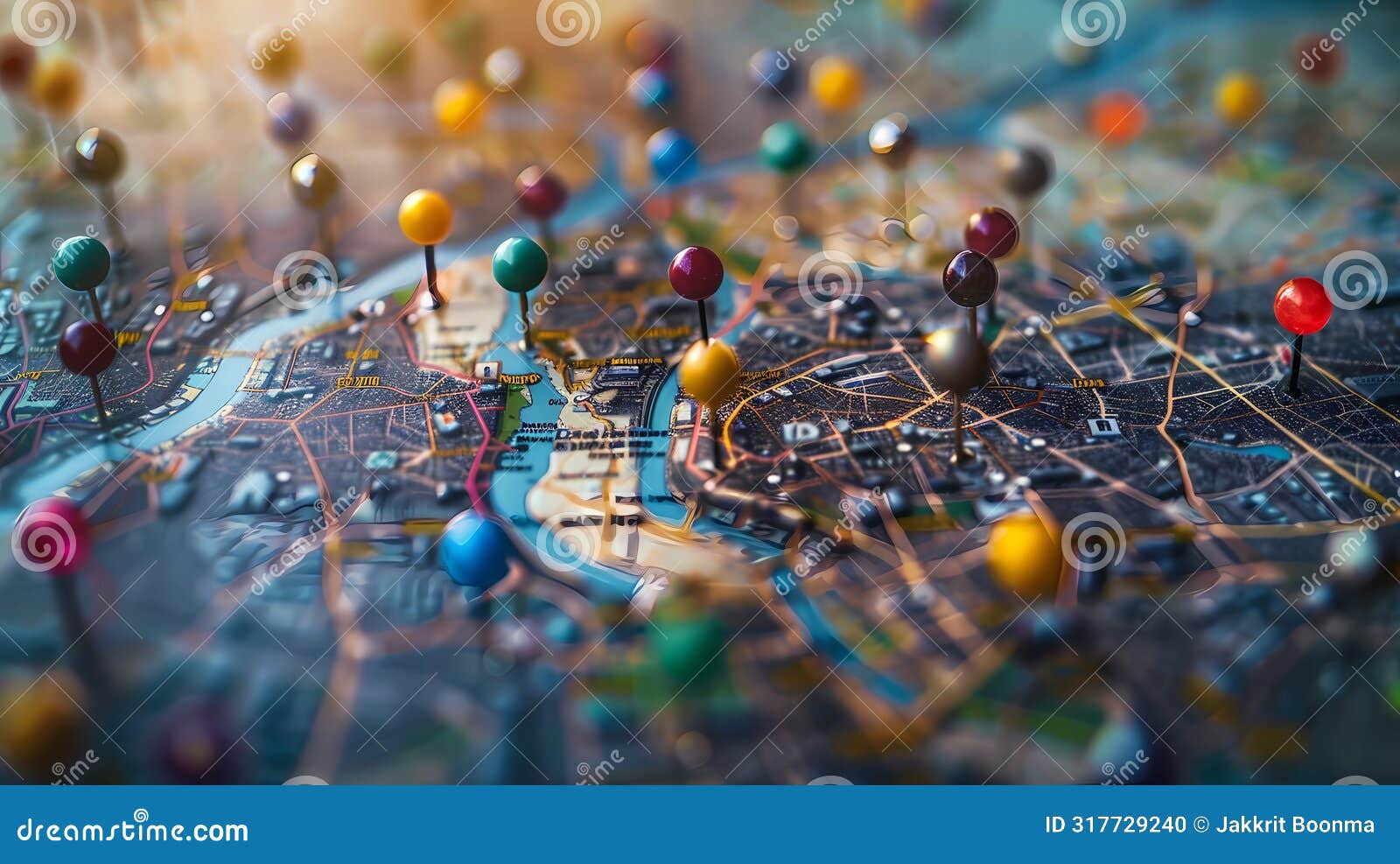 Map of the City with Pins, Travel Concept, Generative AI Illustrations ...