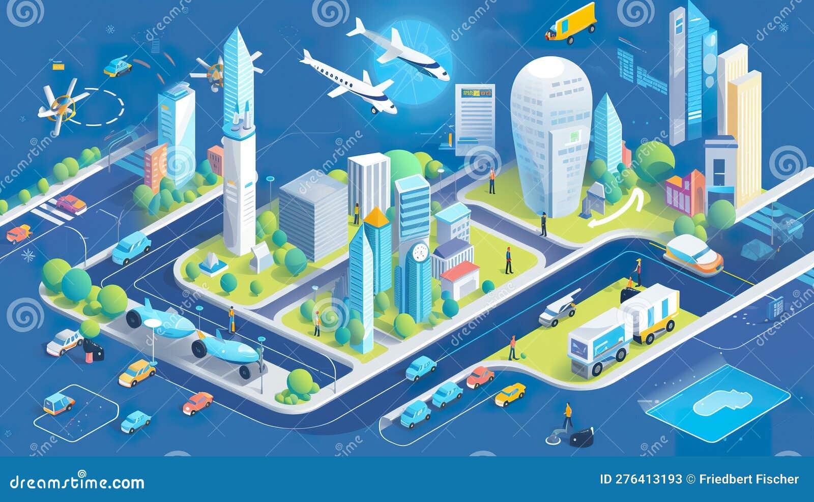 A Map of a City with a Plane Flying Over it. AI Generative Image Stock ...