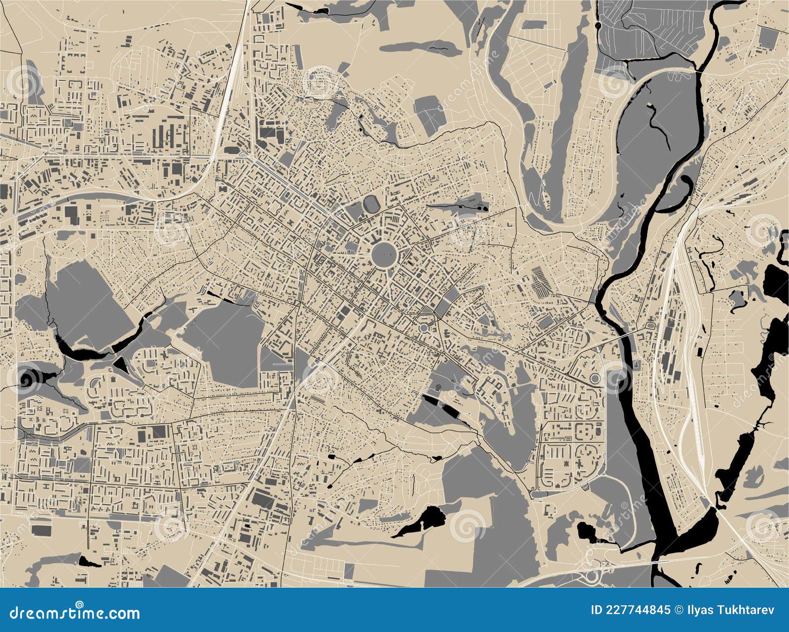 Map of the City of Poltava, Ukraine Stock Illustration - Illustration ...