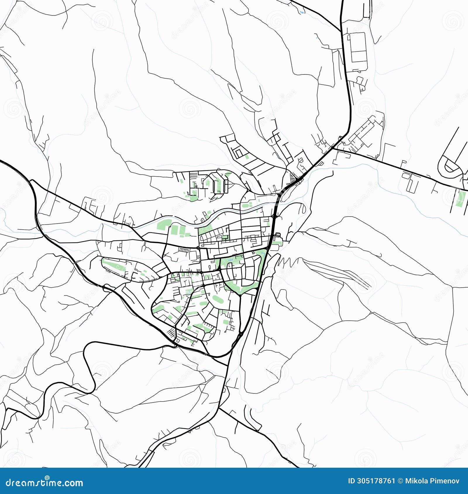 Map of the city of Poprad. stock illustration. Illustration of plant ...