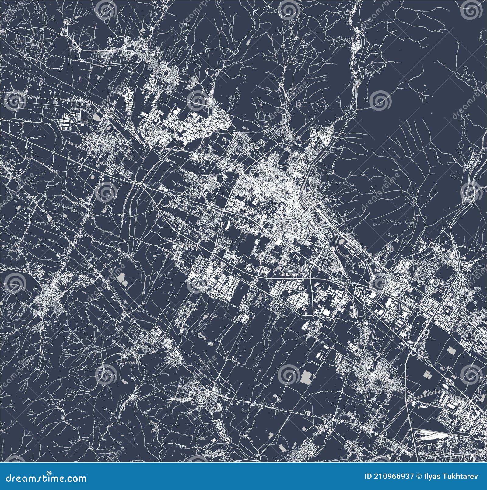 Map of the City of Prato, Italy Stock Vector - Illustration of park ...