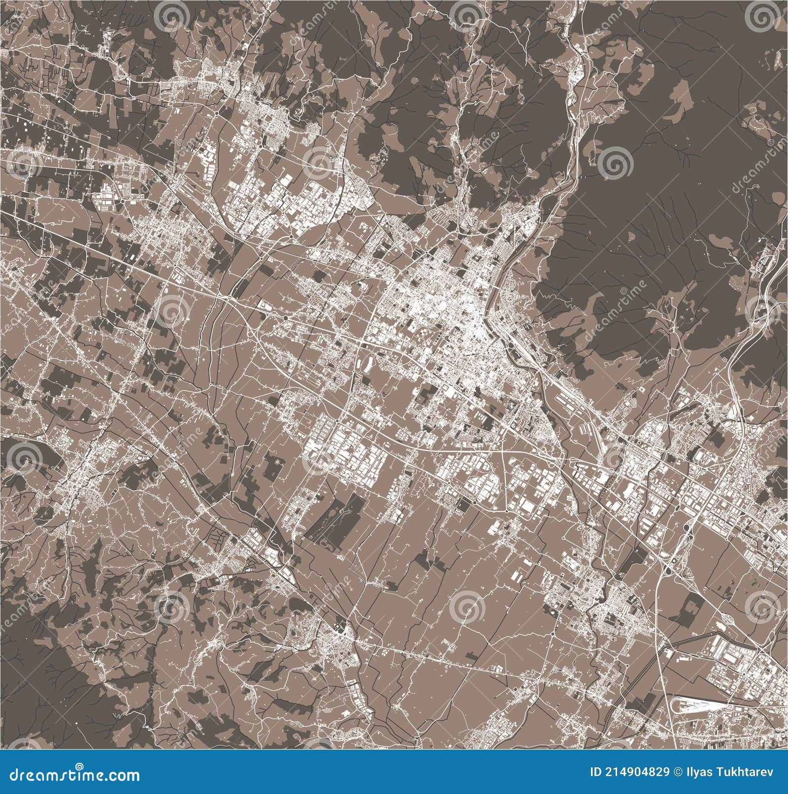 Map of the City of Prato, Italy Stock Vector - Illustration of drawing ...