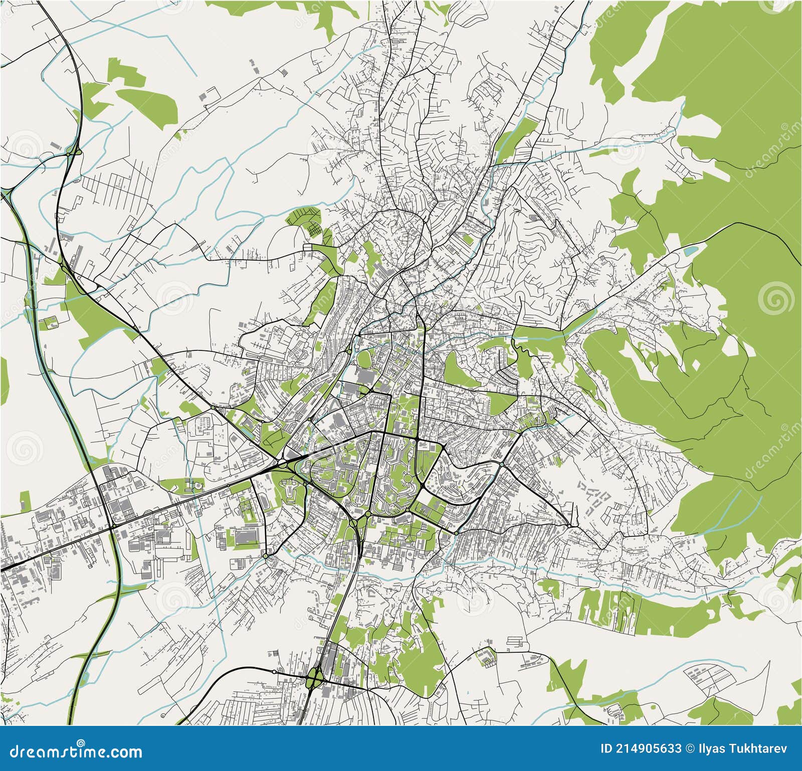 Map of the City of Pristina, Kosovo Stock Vector - Illustration of ...