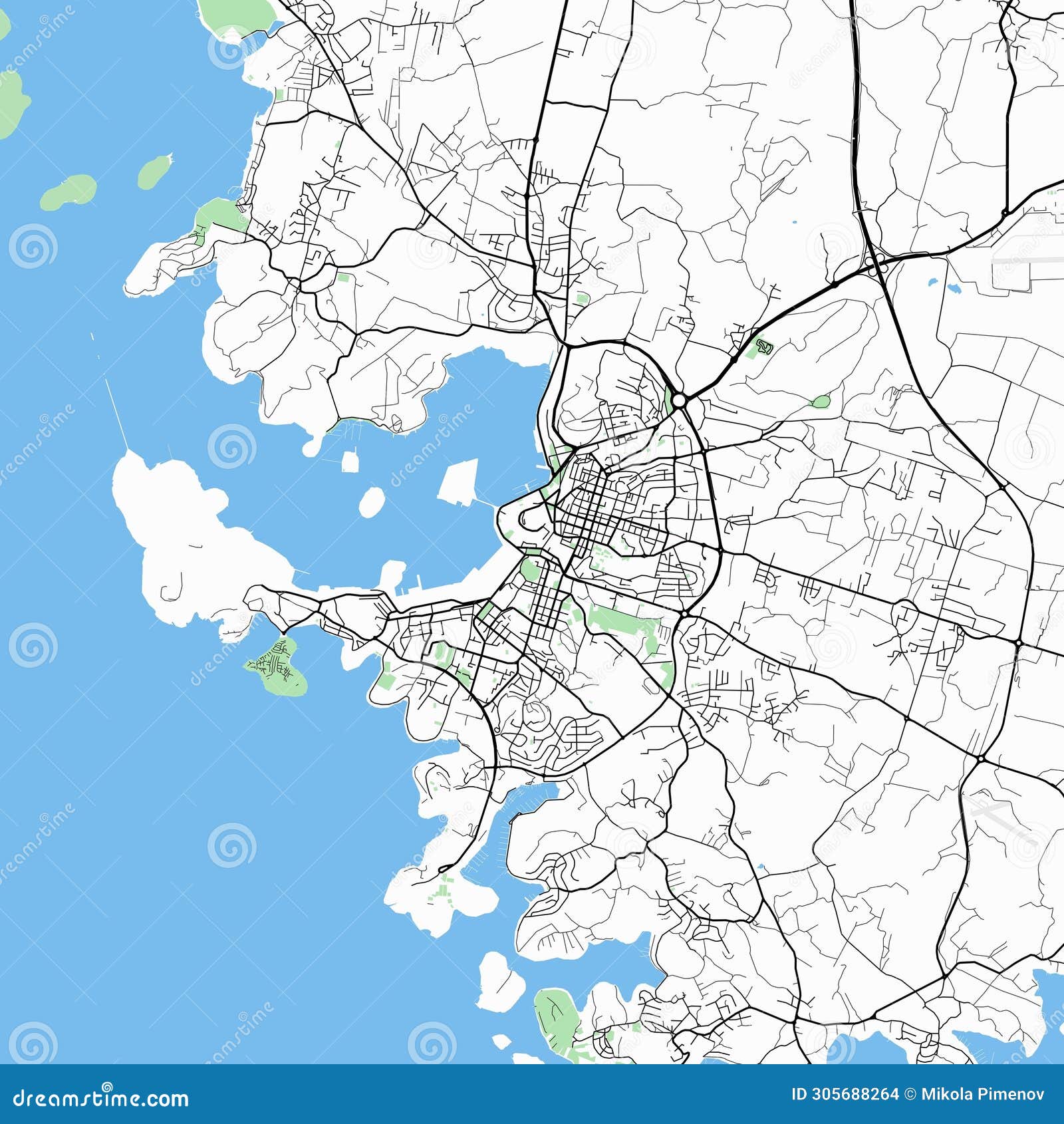 Map of the city of Pula. stock illustration. Illustration of plan ...