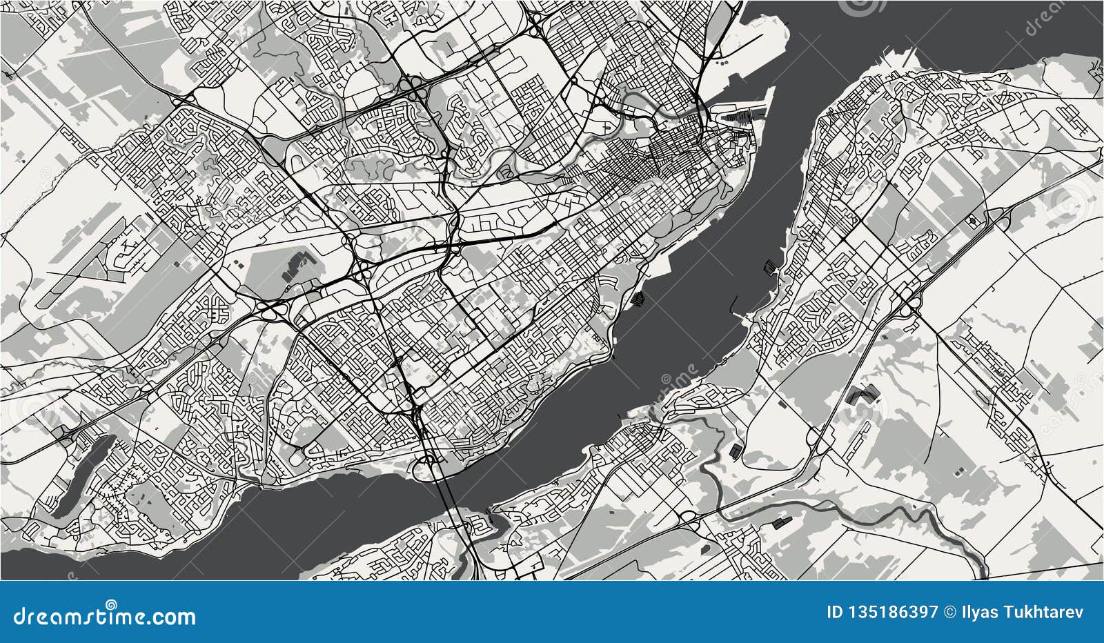 Map of the City of Quebec, Canada Stock Illustration - Illustration of ...