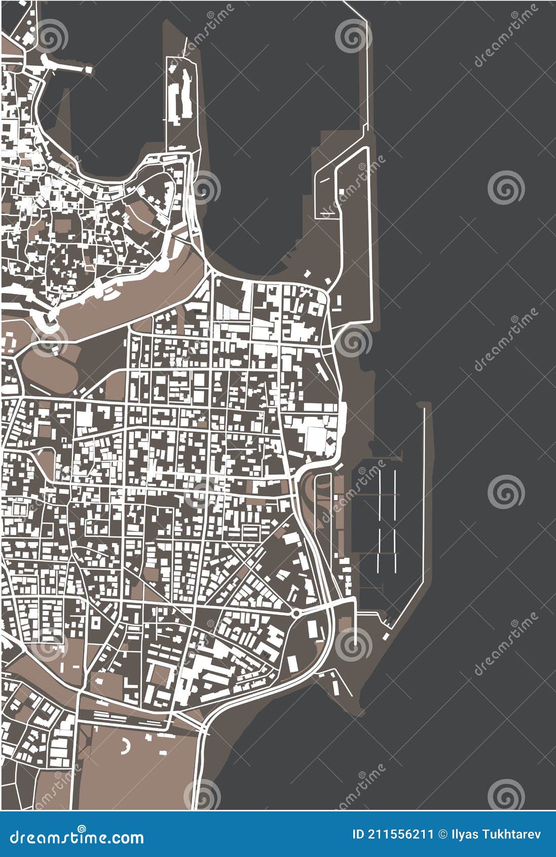 Map of the City of Rhodes, Greece Stock Illustration - Illustration of ...