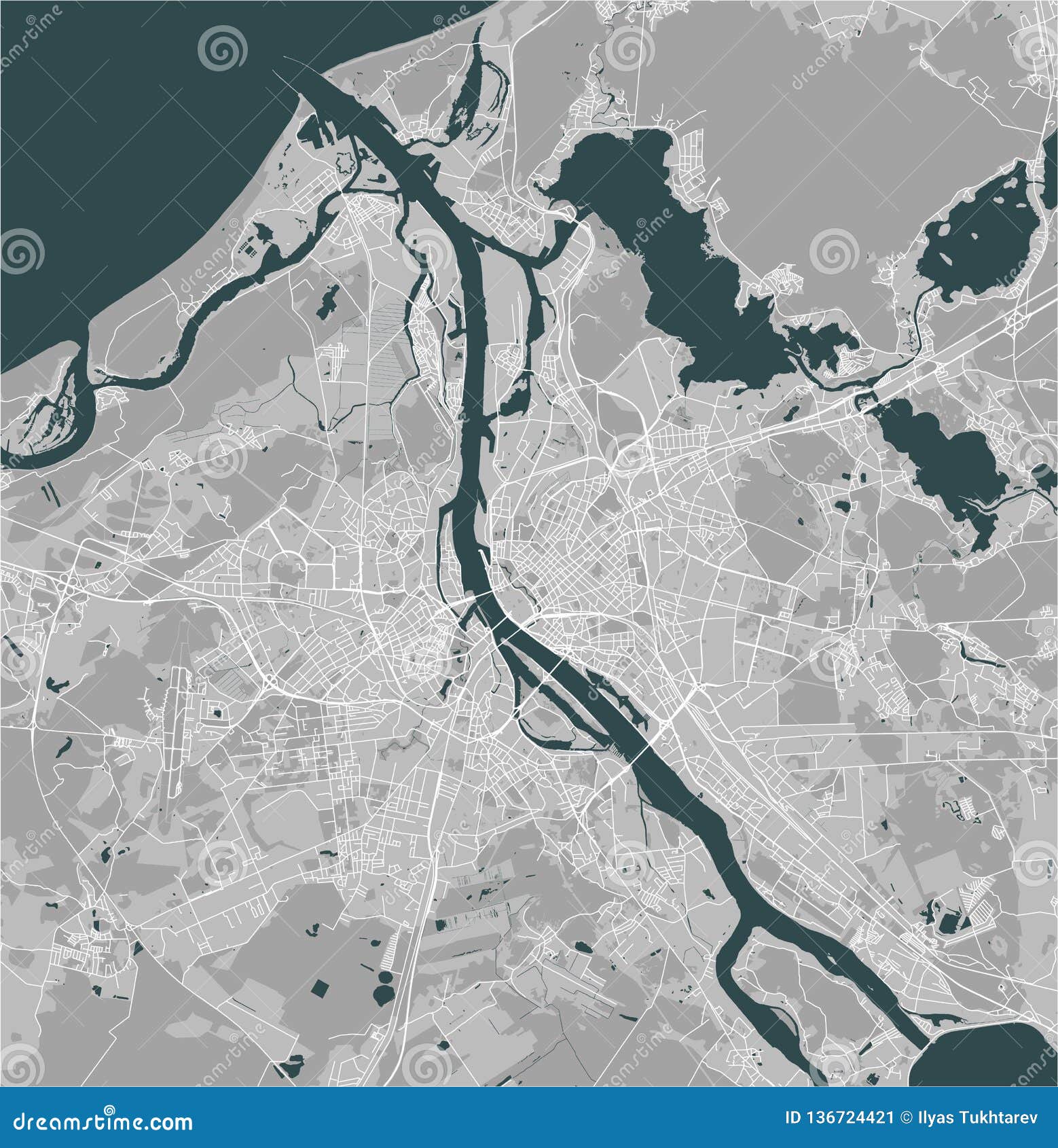 Map of the City of Riga, Latvia Stock Illustration - Illustration of ...