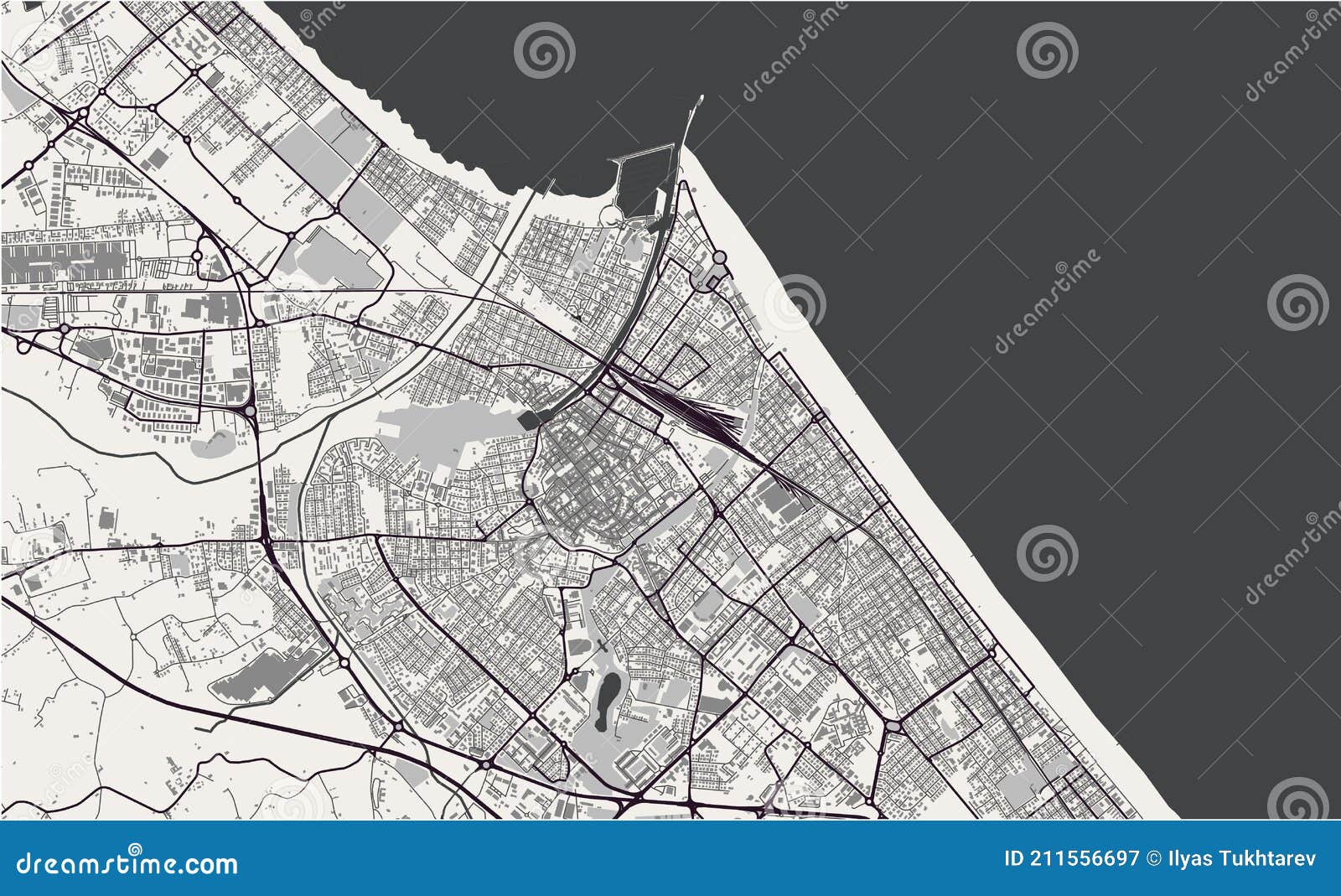 Map of the City of Rimini, Italy Stock Vector - Illustration of ...