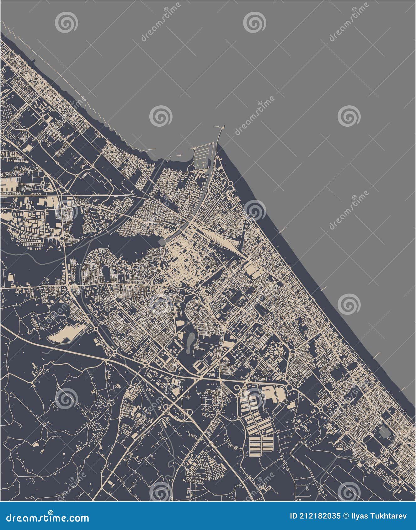 Map of the City of Rimini, Italy Stock Vector - Illustration of street ...