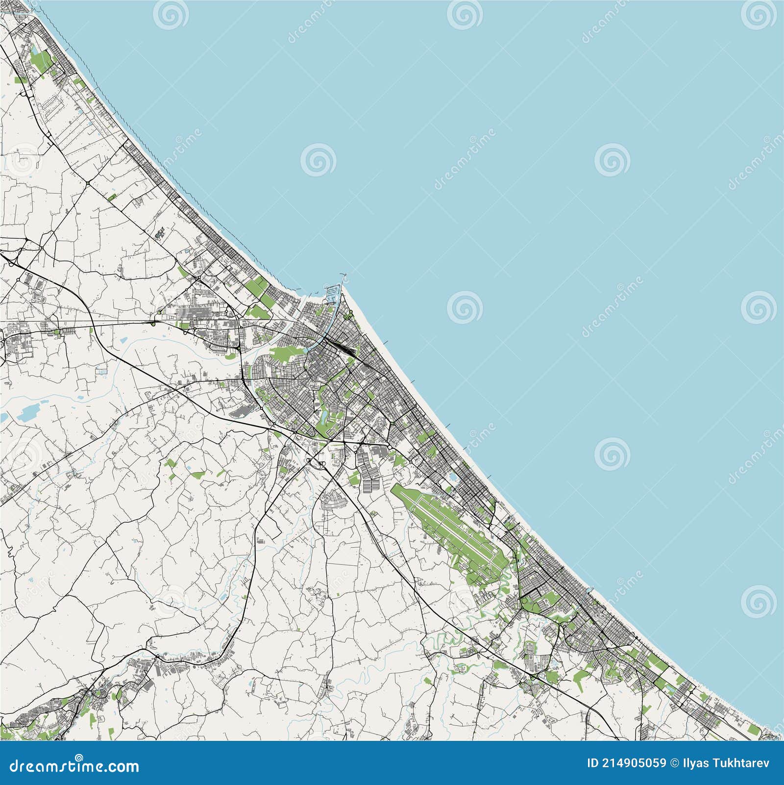 Map of the City of Rimini, Italy Stock Vector - Illustration of vector ...