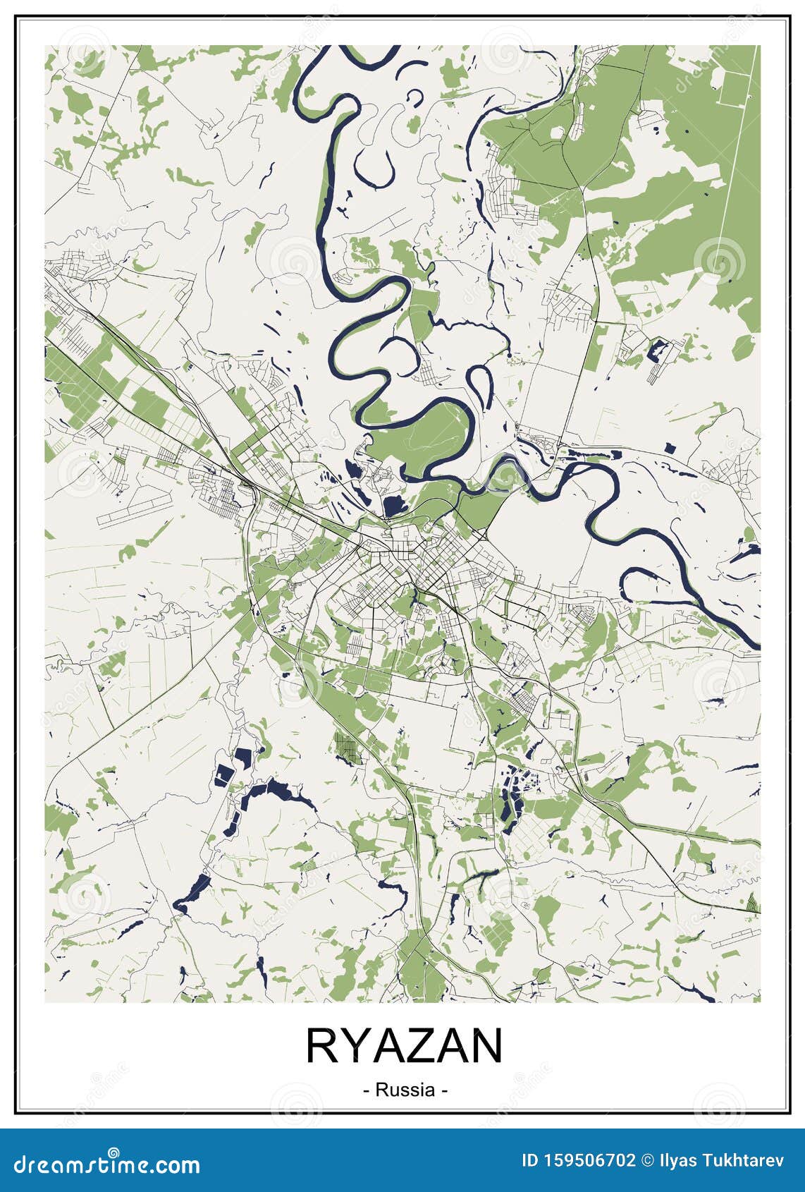 Map of the City of Ryazan, Russia Stock Illustration - Illustration of ...