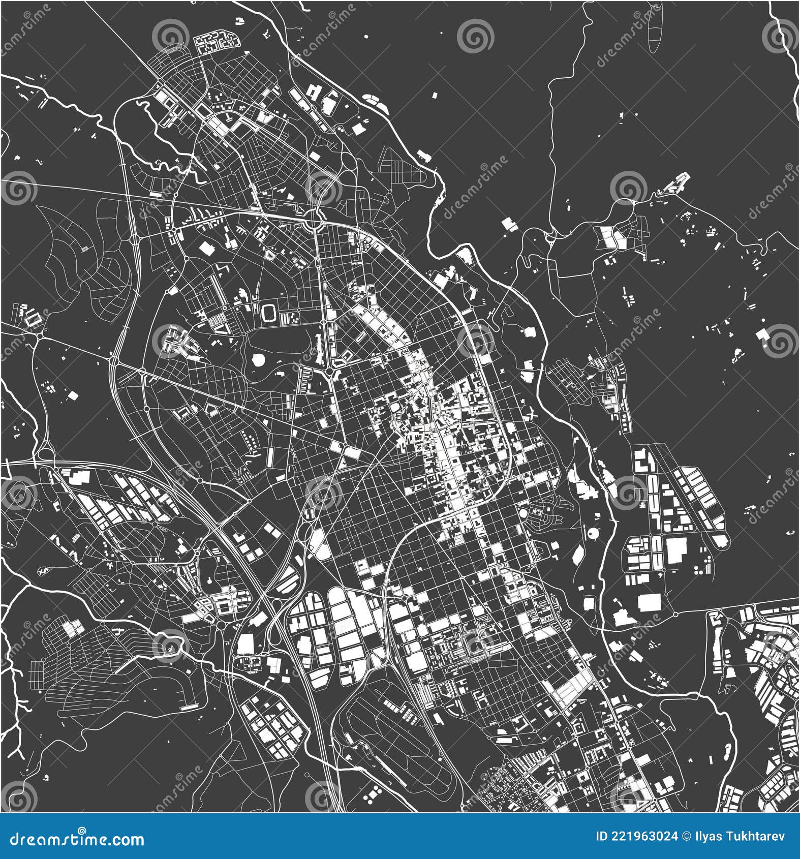 Map of the City of Sabadell, Spain Stock Illustration - Illustration of ...