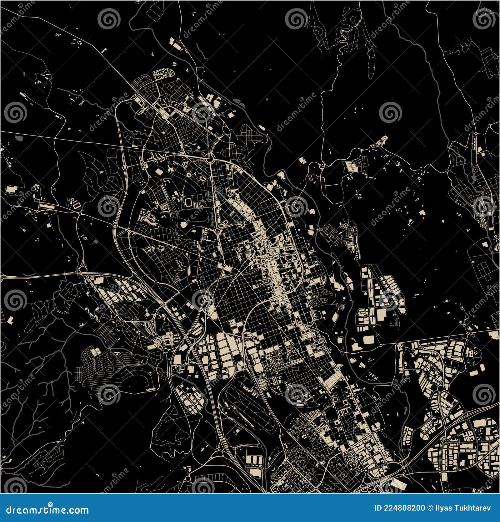 Map of the City of Sabadell, Spain Stock Illustration - Illustration of ...