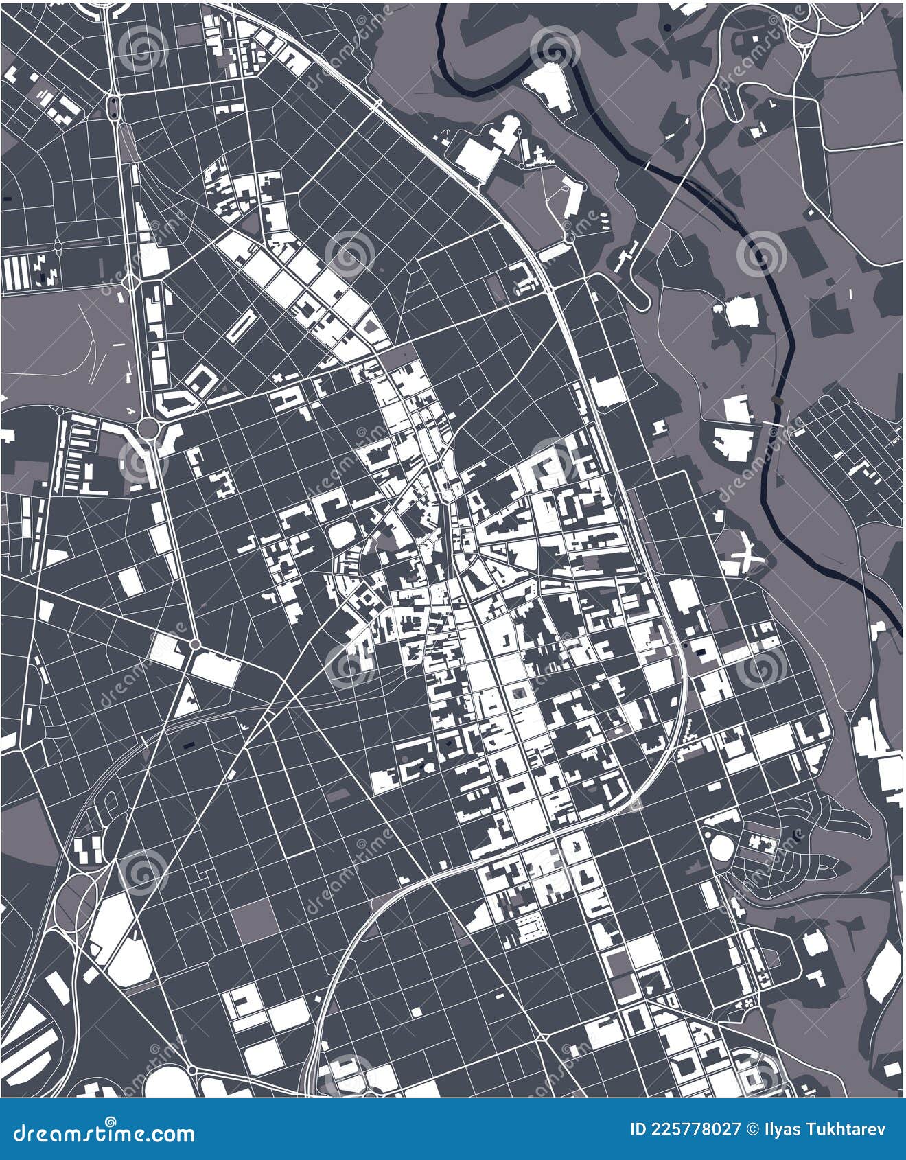Map of the City of Sabadell, Spain Stock Vector - Illustration of land ...