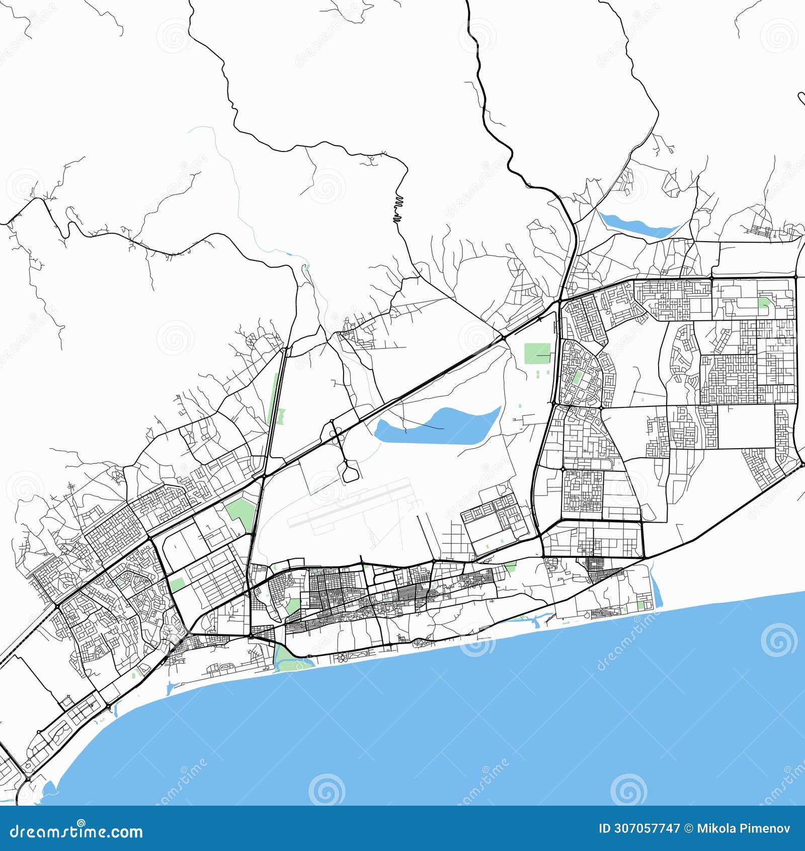 Map of the City of Salalah. Stock Illustration - Illustration of plan ...