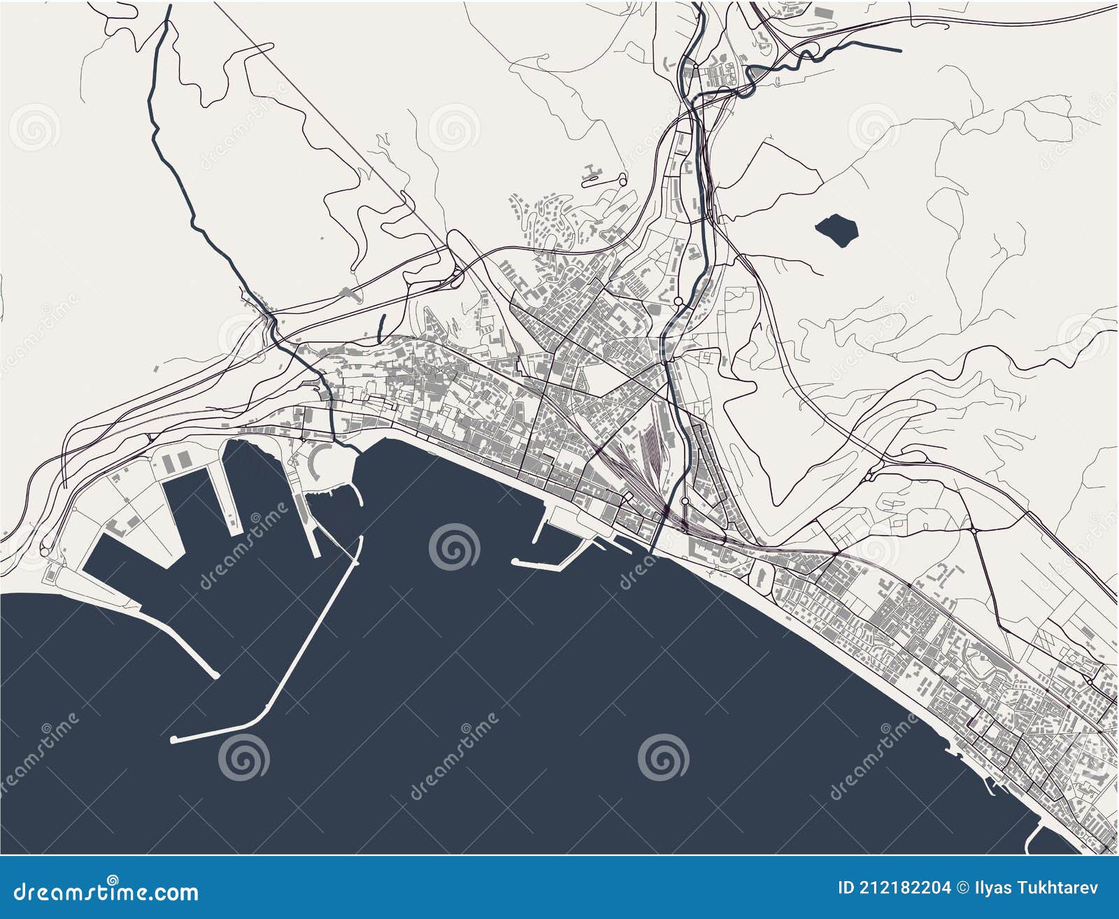Salerno Italy City Map In Black And White Color In Retro Style. Outline ...