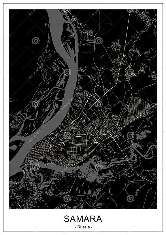Map of the City of Samara, Russia Stock Illustration - Illustration of ...